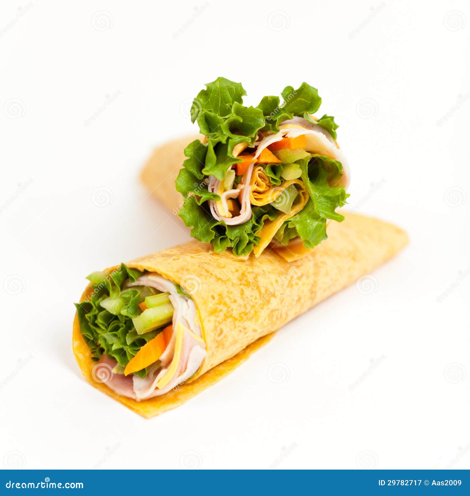 Wrapped Tortilla Sandwich Rolls Stock Image - Image of calorie, meal ...