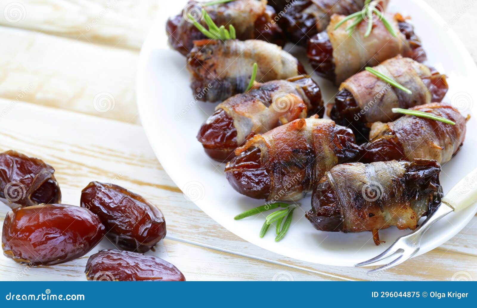 Delicacy Appetizer Fried Dates with Bacon Stock Image - Image of date ...