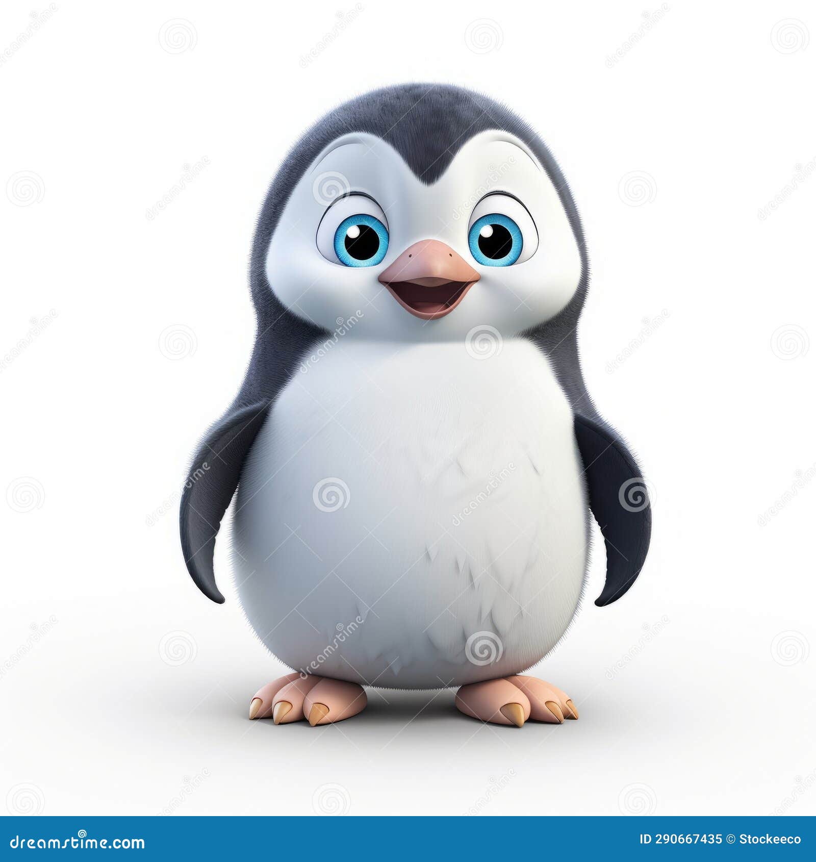 Delicate 3d Penguin Character with Blue Eyes in Pixar Style Stock ...