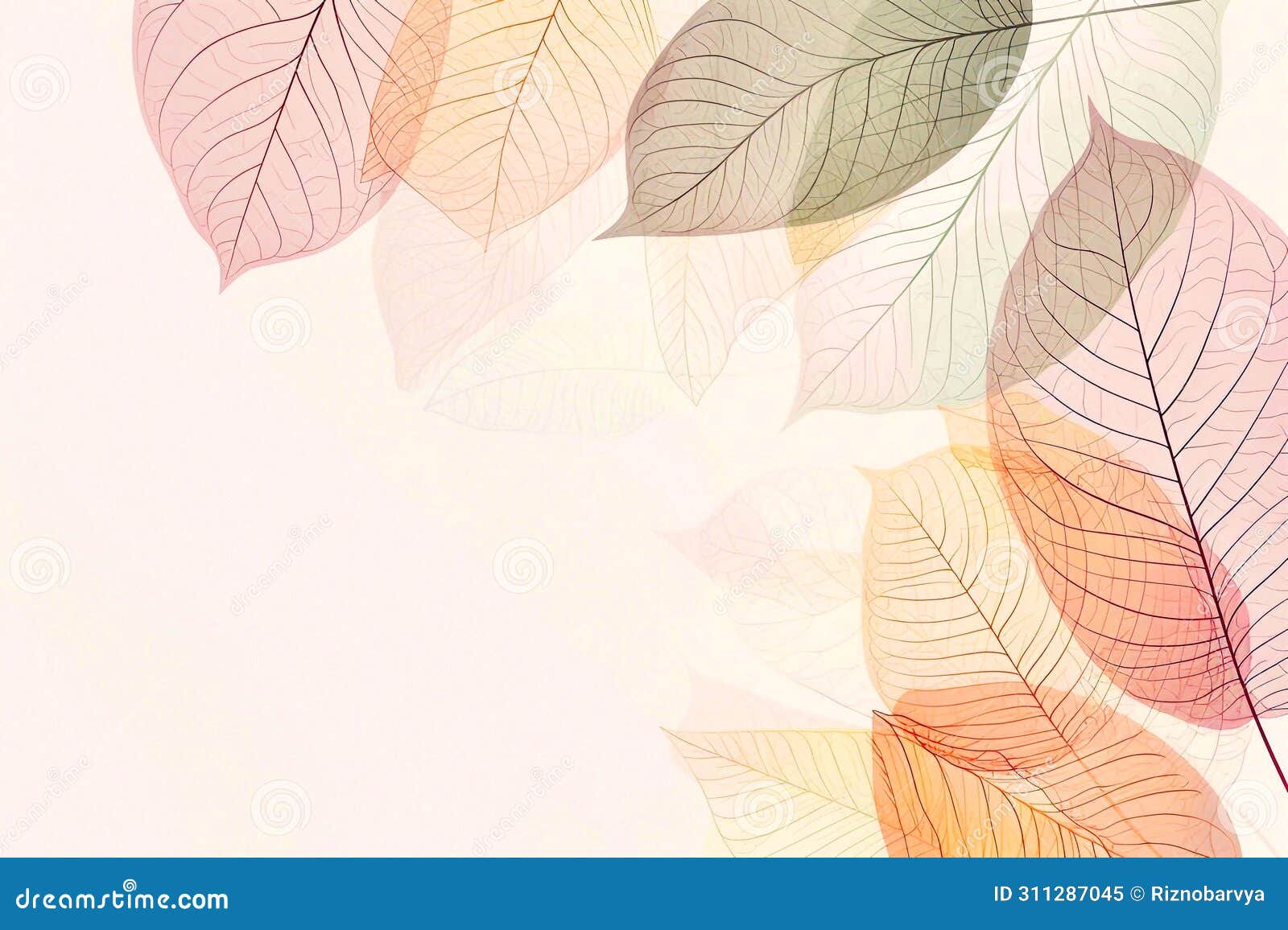 Delicate Background with Transparent Multi-colored Leaves. Banner in ...