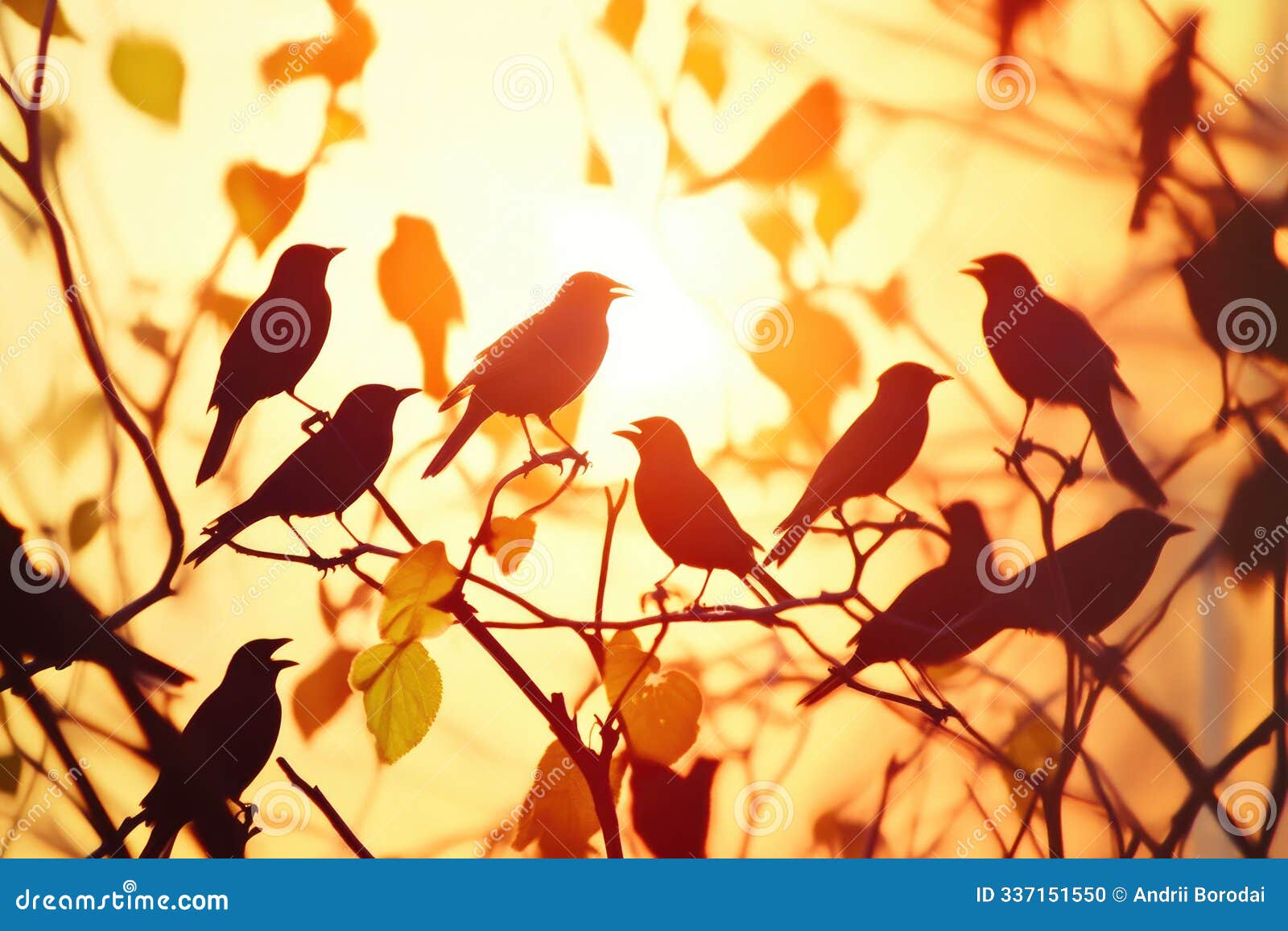 Delicate Bird Singing in Sunshine Shadows. Stock Illustration ...