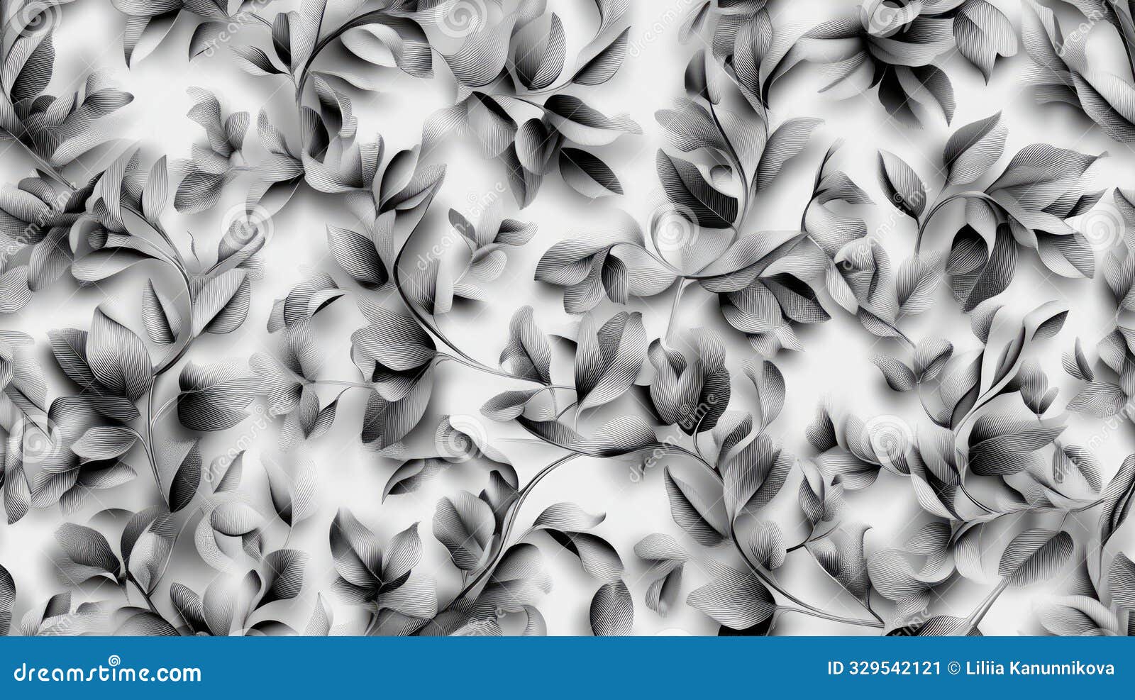 A Delicate Black and White Design Featuring Intertwined Leaf Patterns ...