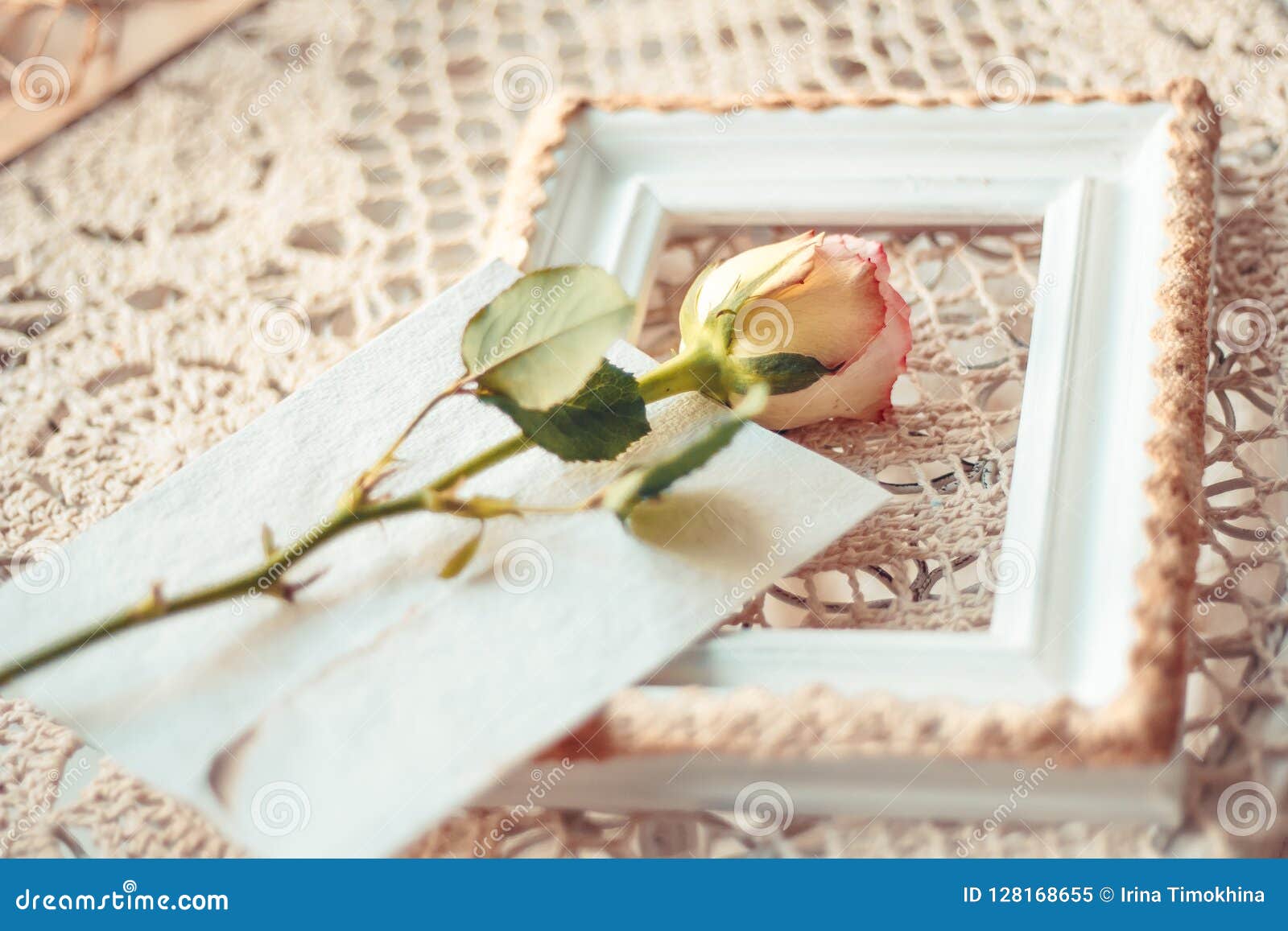 Delicate Composition of Roses and Photo Frames Decorated in Rust Stock ...
