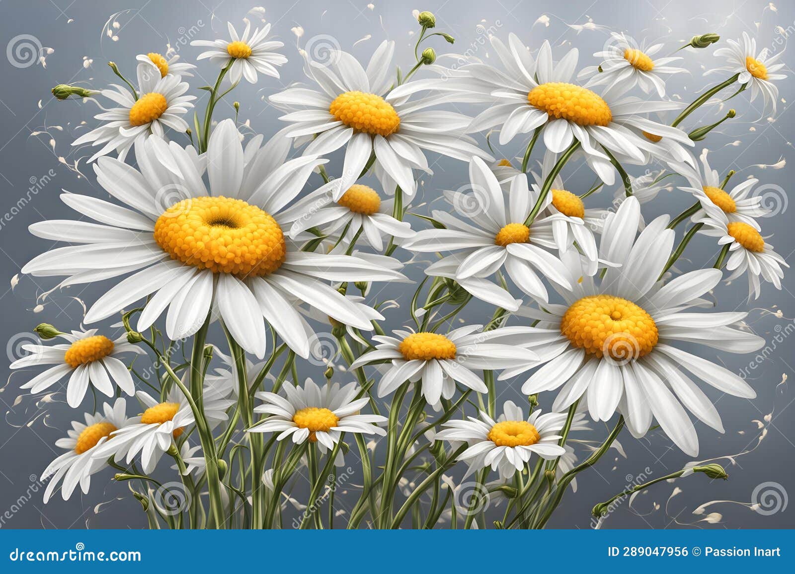Delicate Daisies Dancing in the Summer Breeze Stock Illustration ...