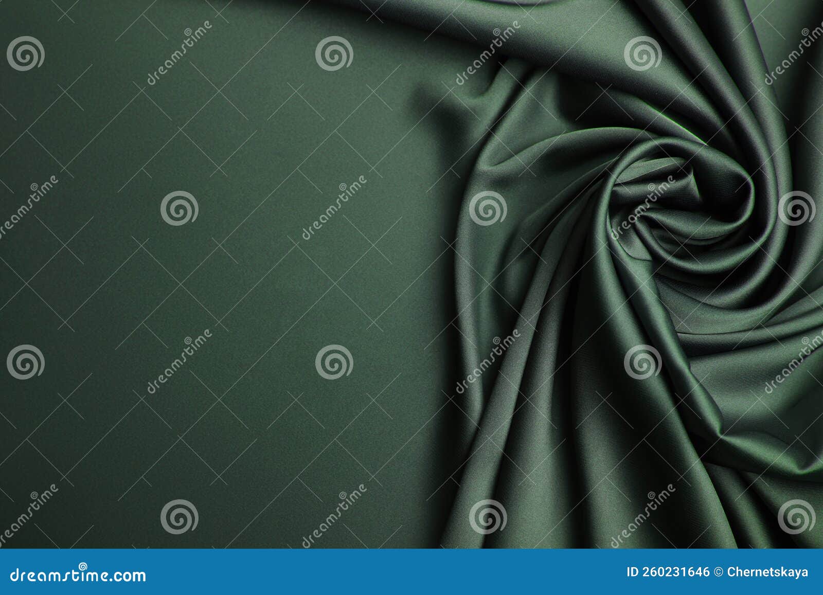 Delicate Dark Green Silk Fabric As Background, Top View. Space for Text ...