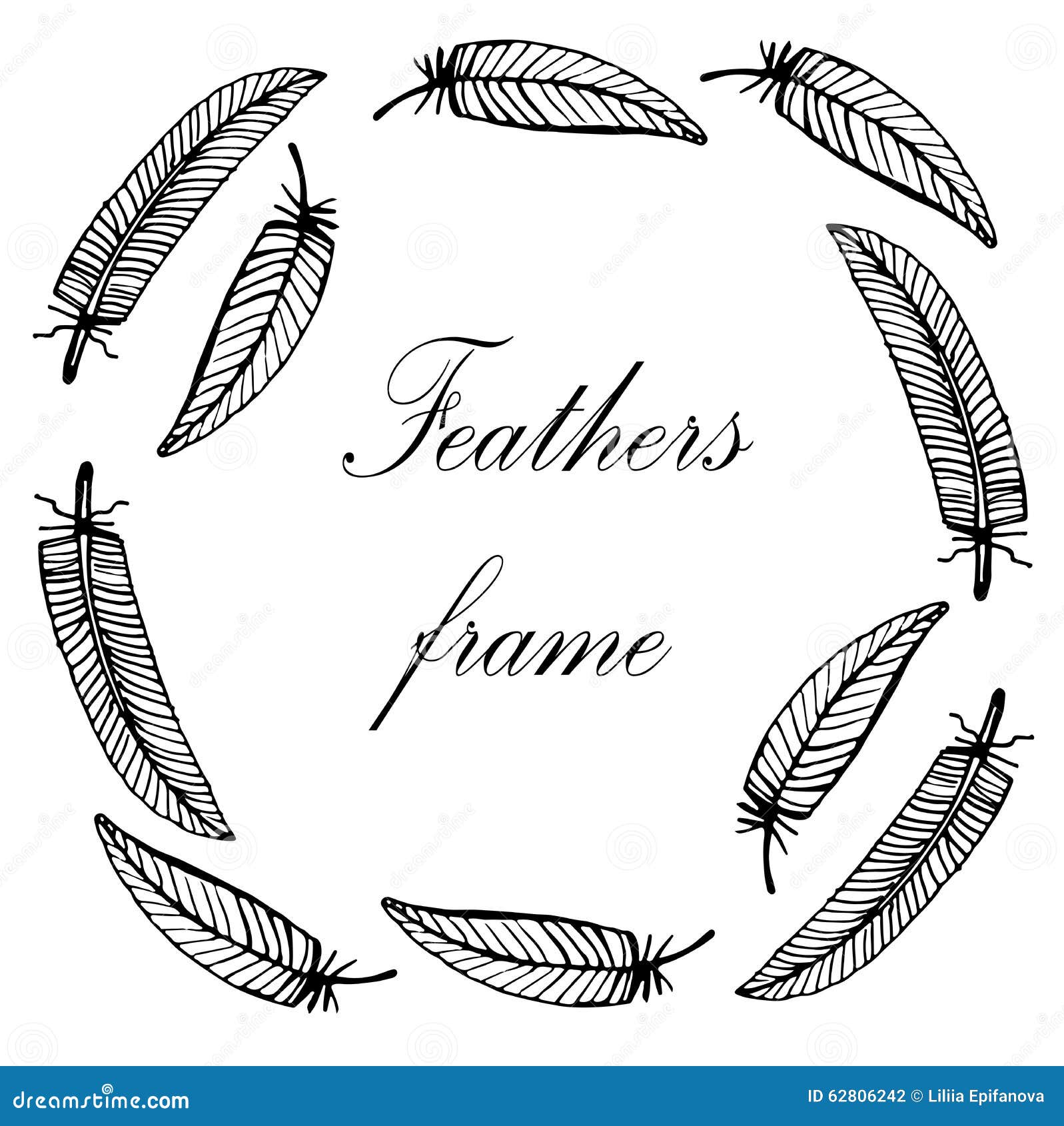Feathers Set Illustration Set On White Background. Hand Drawn Vector ...