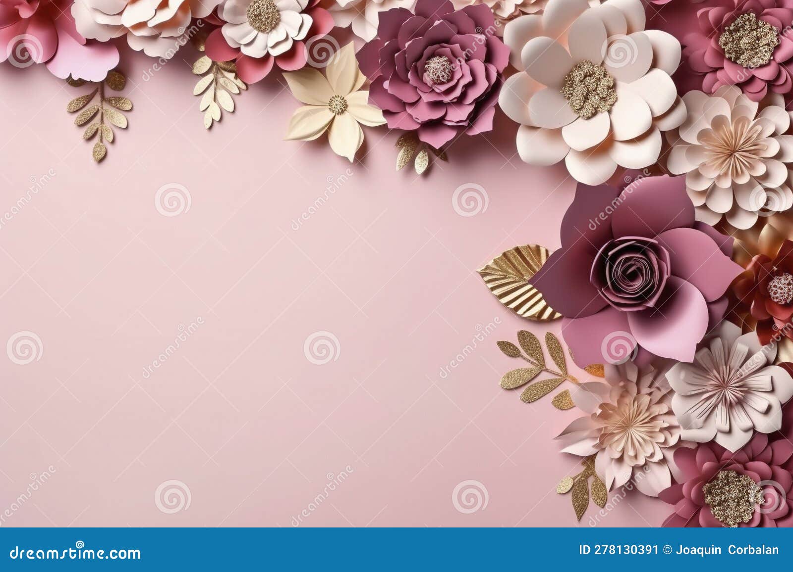 A Delicate and Elegant Flower Frame in Soft Pastel Pink on a Flat ...