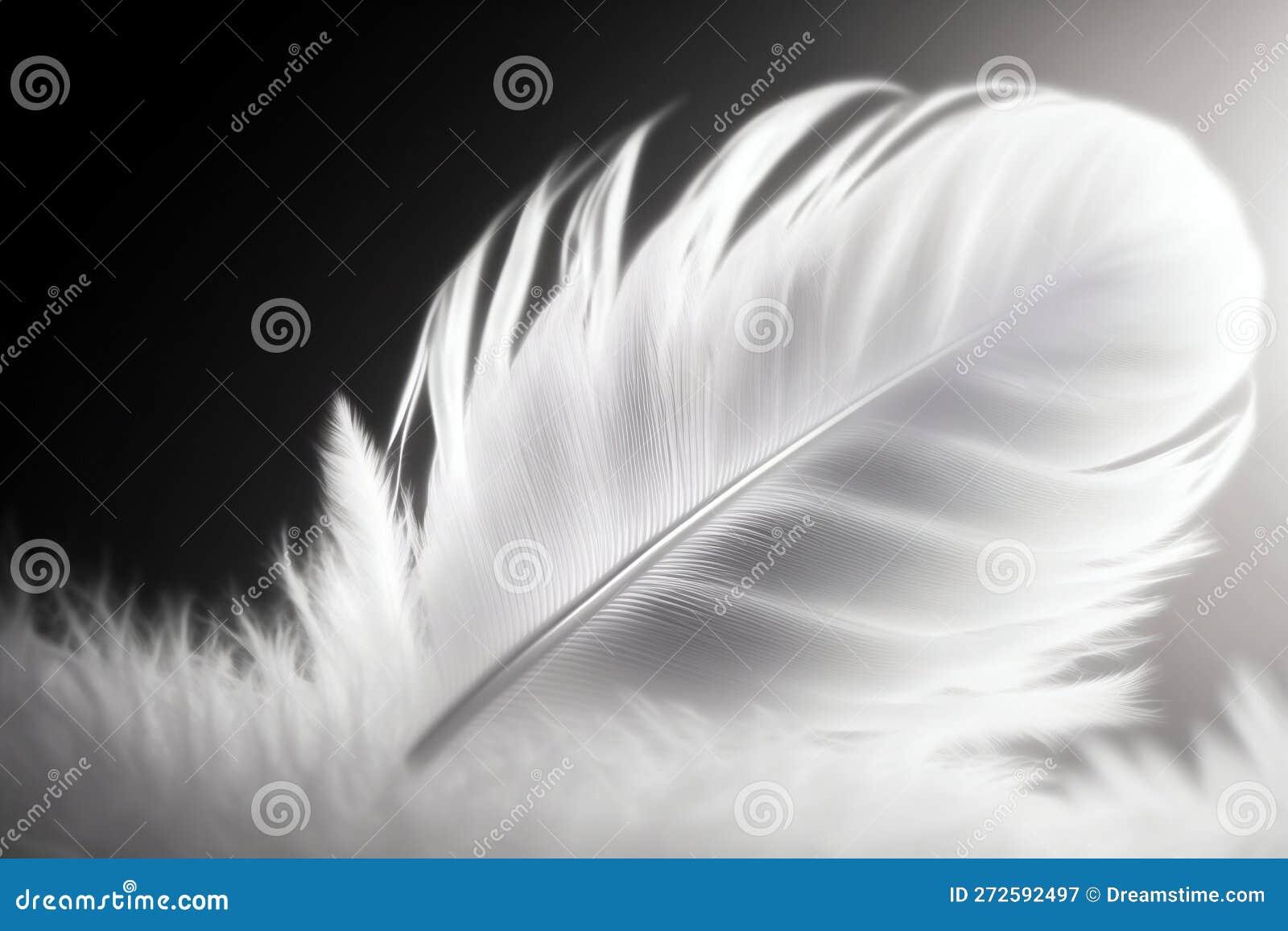 Delicate Elegant White Feather on Solid Background. Generative AI Stock ...