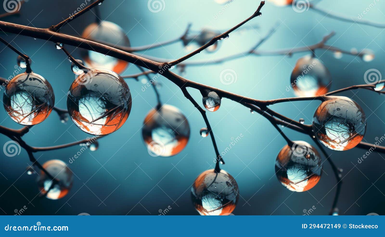 Delicate Fantasy Worlds: Water Drops on Tree Branches Wallpaper Stock ...
