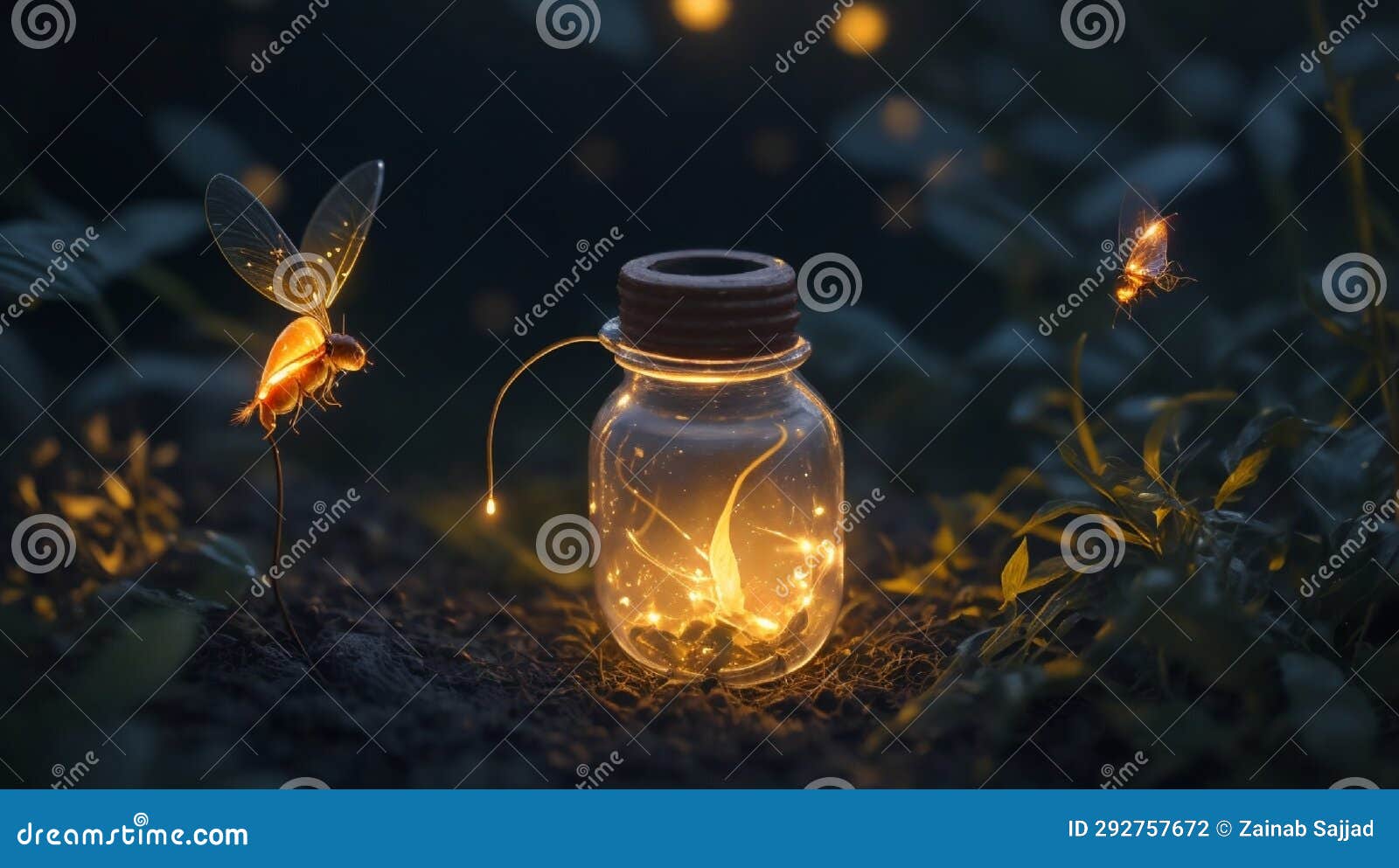 A Delicate Firefly Emitting a Soft Glow in the Darkness of a Summer ...