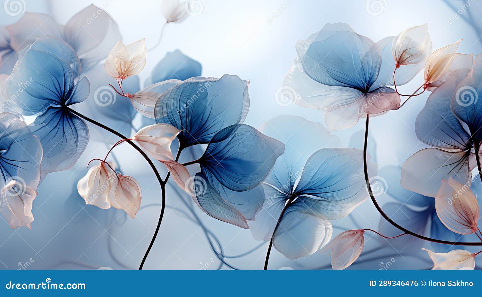 Delicate Floral Background. Blue Flowers on a Blue Background Stock ...