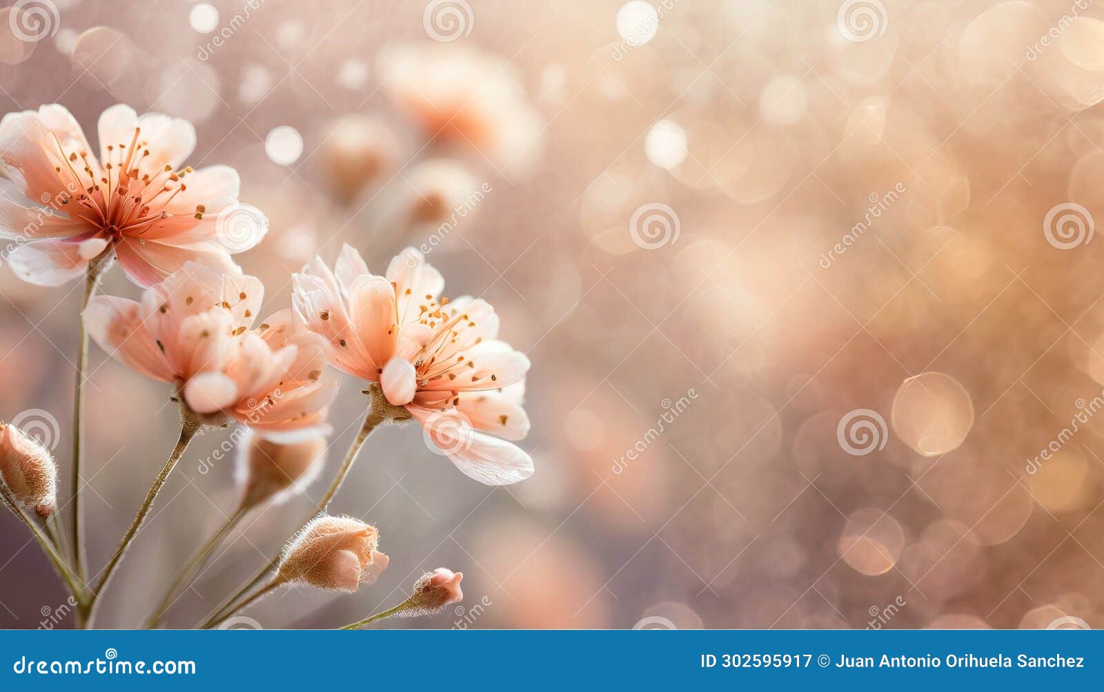 Delicate Flowers Background with Copy Space in Peach Fuzz Tones Stock ...