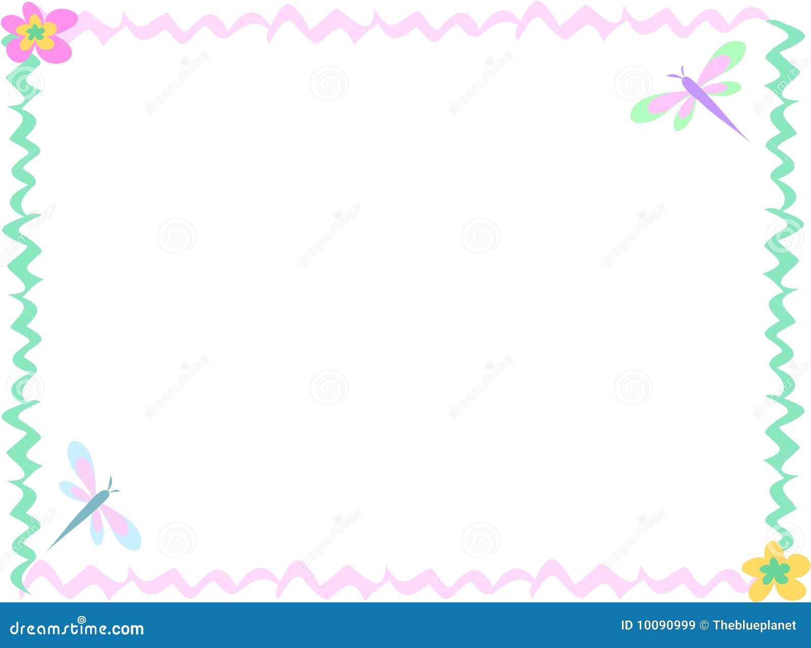 Delicate Frame of Dragonflies and Flowers Stock Vector - Illustration ...