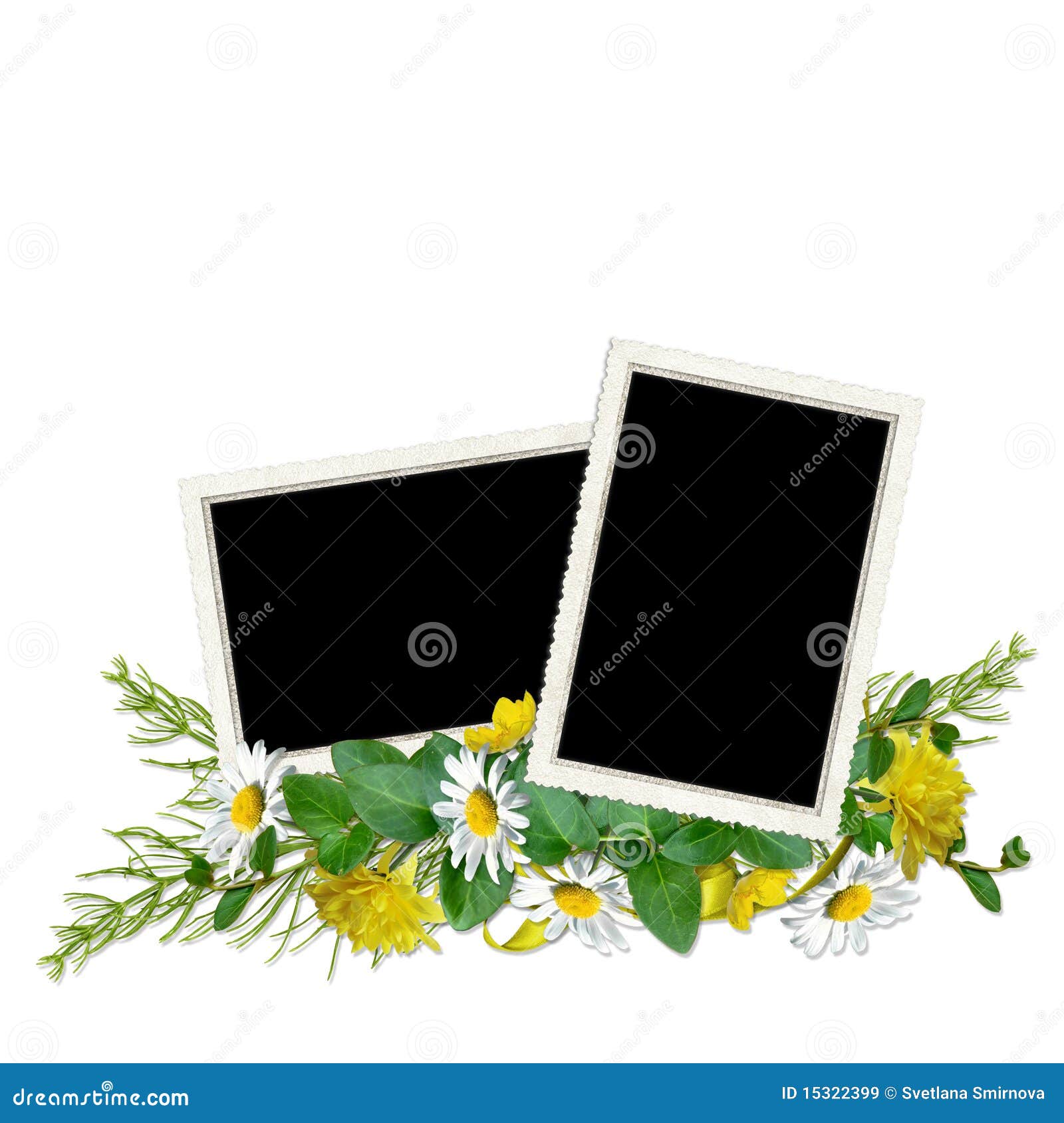 Delicate Frame for Three Photos with Flowers Stock Illustration ...
