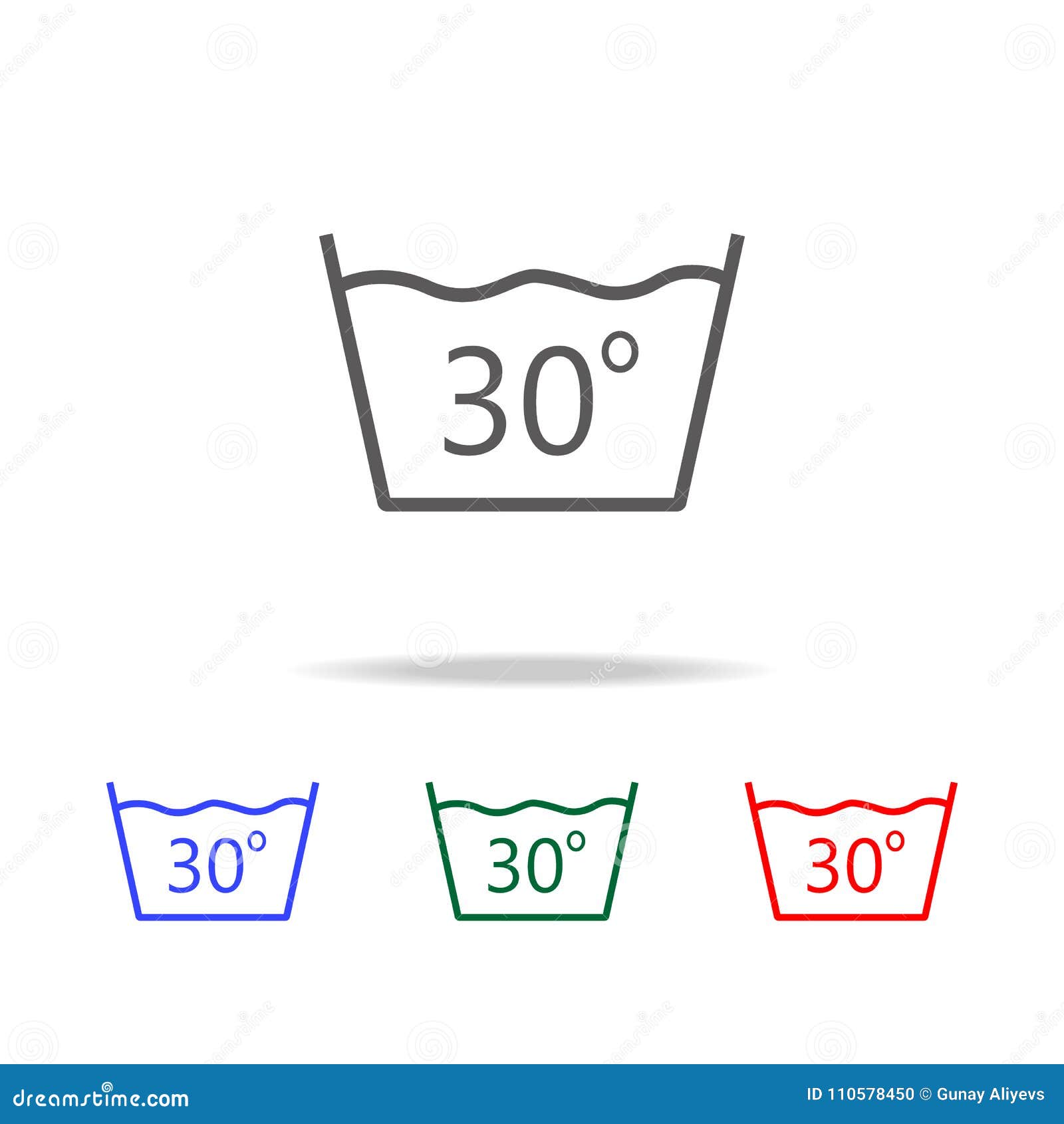 Delicate Gentle 30 Degrees Washing Laundry Symbol Line Icon. Elements ...