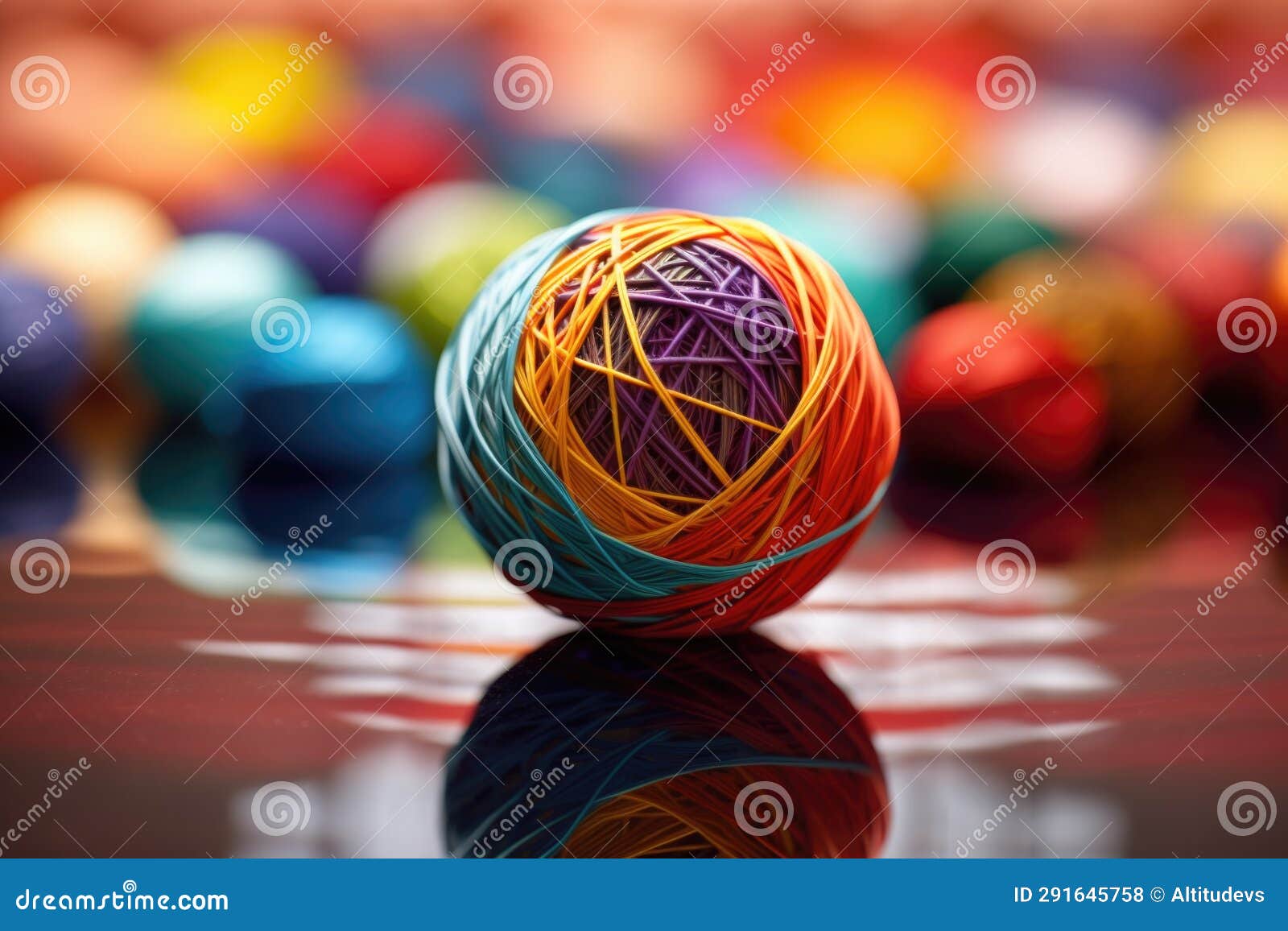 A Delicate Glass Ball Surrounded by Colorful Wools Representing Mind ...