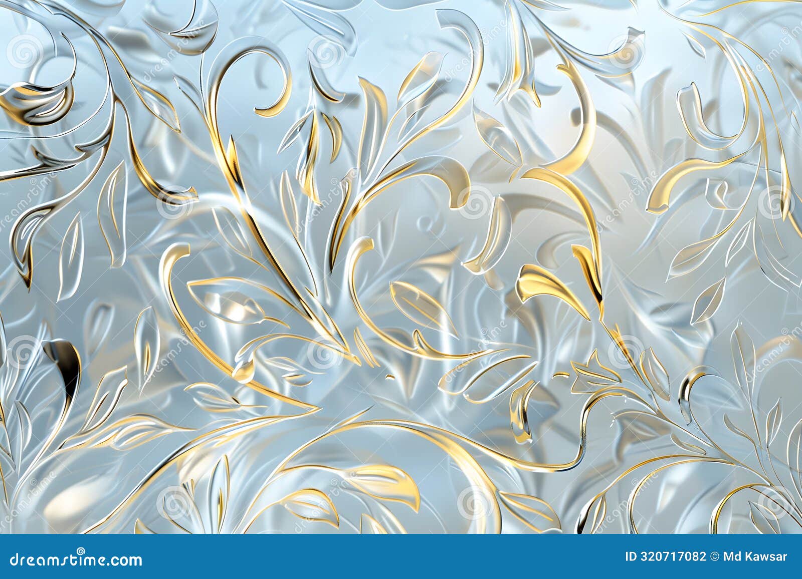 Delicate Gold & Silver Floral Pattern on Glass Stock Illustration ...