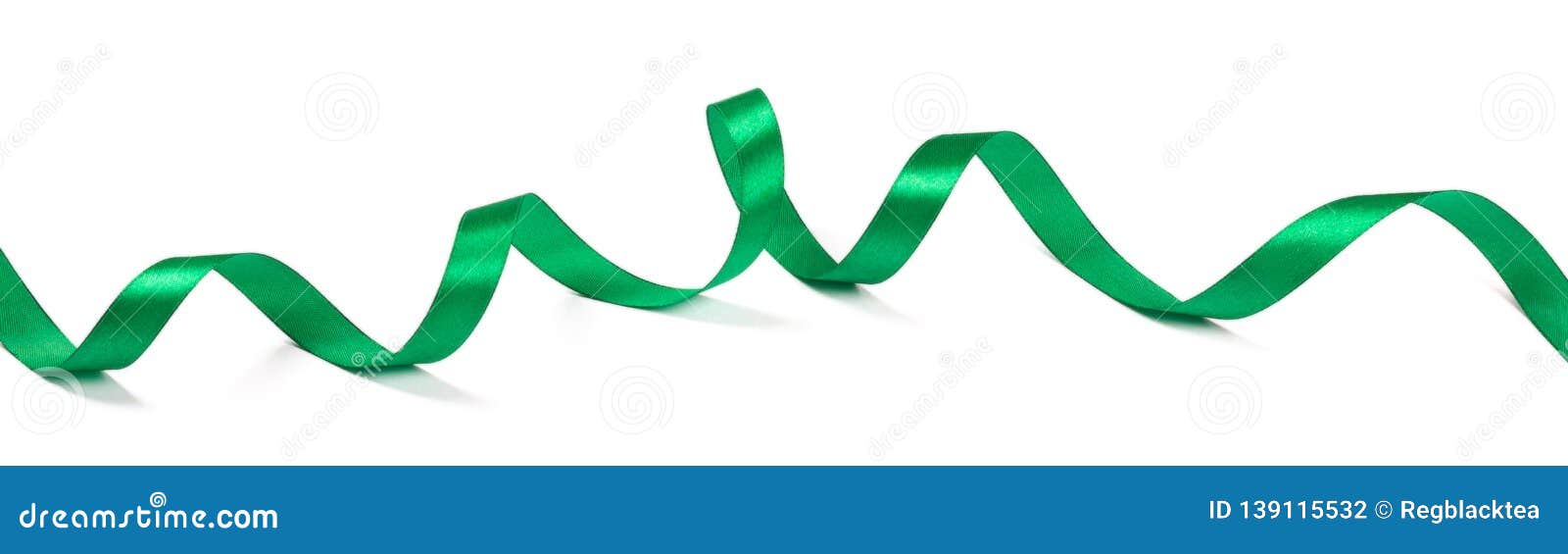 Wavy Green Ribbon Isolated on White Background. Stock Photo - Image of ...