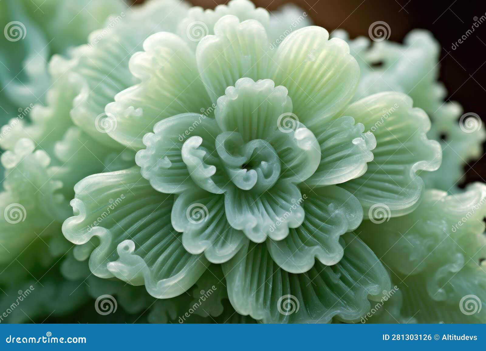 Delicate Jade Flower Carving with Soft Focus Stock Illustration ...