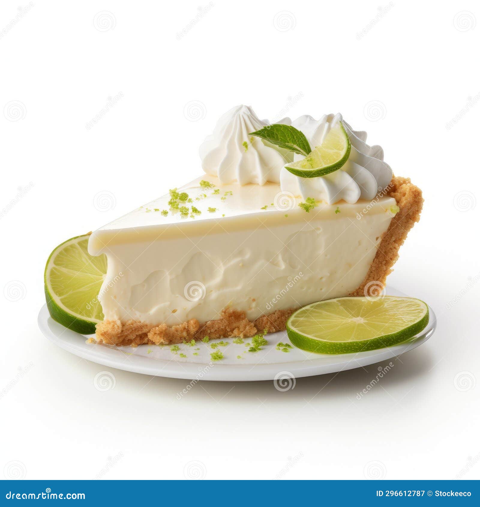 Delicate Key Lime Pie Slice on White Surface - Commercial Imagery Stock ...