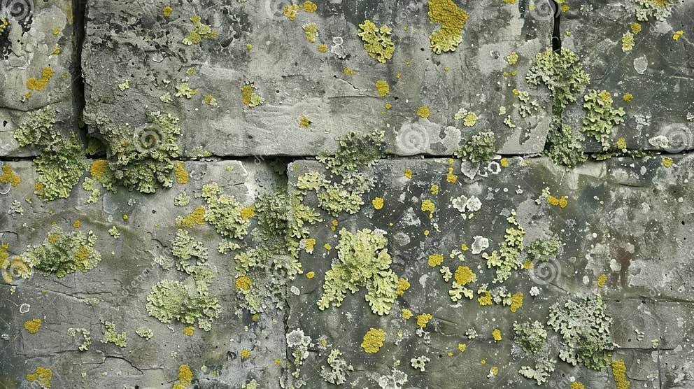 Delicate Lichen Growth Covering the Surface of a Stone Wall Adding a ...