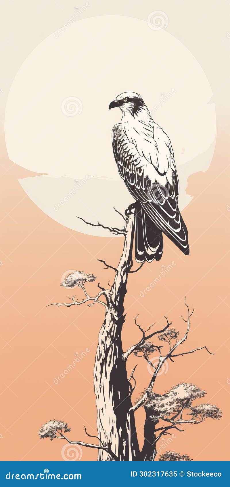 Delicate Line Drawing of Osprey: Minimal Mobile Wallpaper with Nature S ...