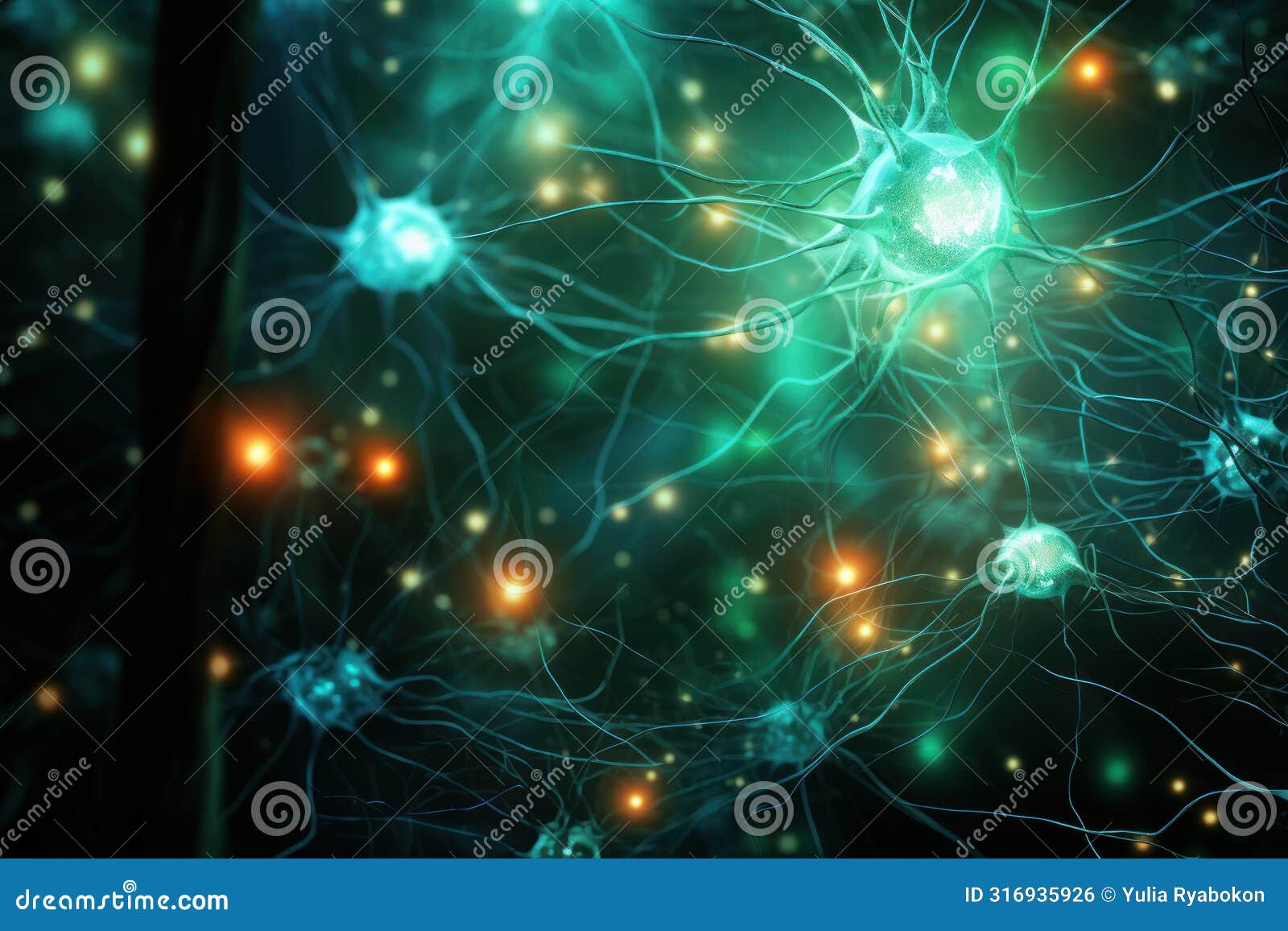 Delicate Neurons Brain Glow. Generate Ai Stock Photo - Image of impulse ...