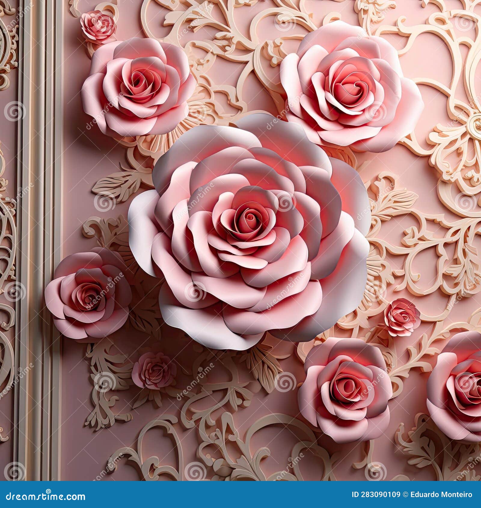 Delicate Paper Roses Decorate a Romantic, Multilayered Scene Stock ...