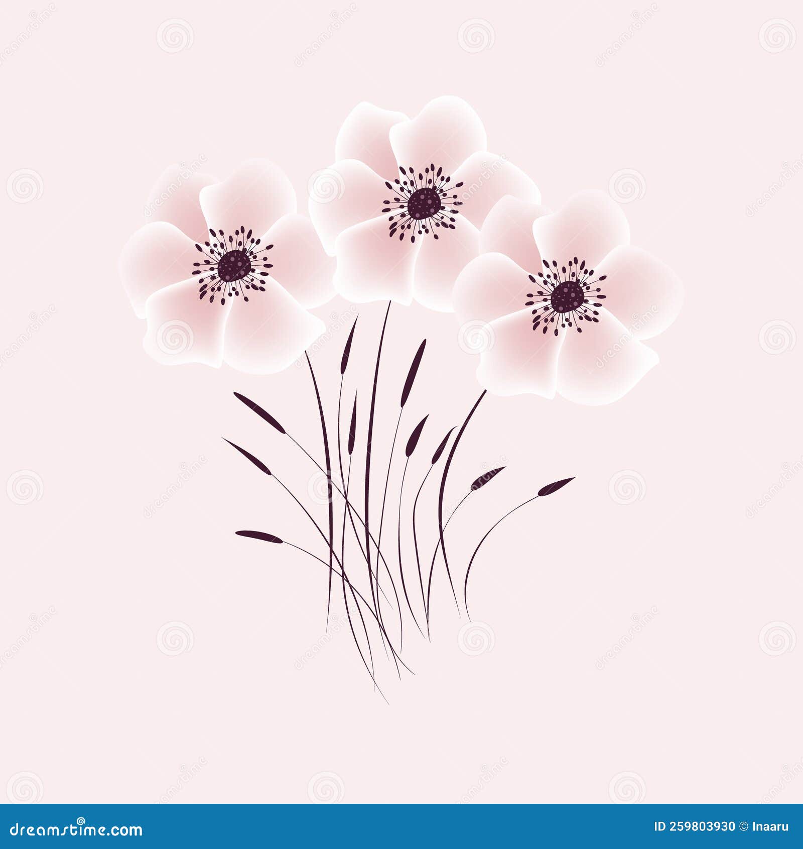 Delicate Pastel Flowers on a Pink Background Stock Illustration ...