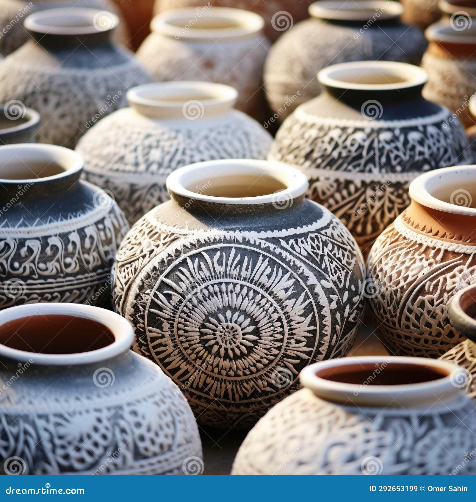Delicate Pottery with Intricate Designs and Eye-Catching Patterns Stock ...