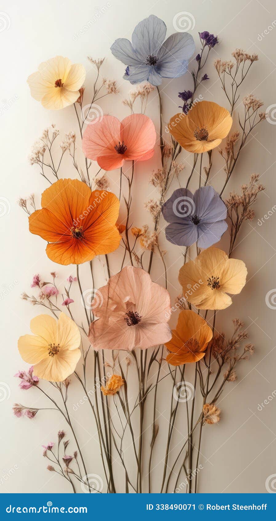 Delicate Pressed Flowers in a Soft Color Palette. Stock Illustration ...