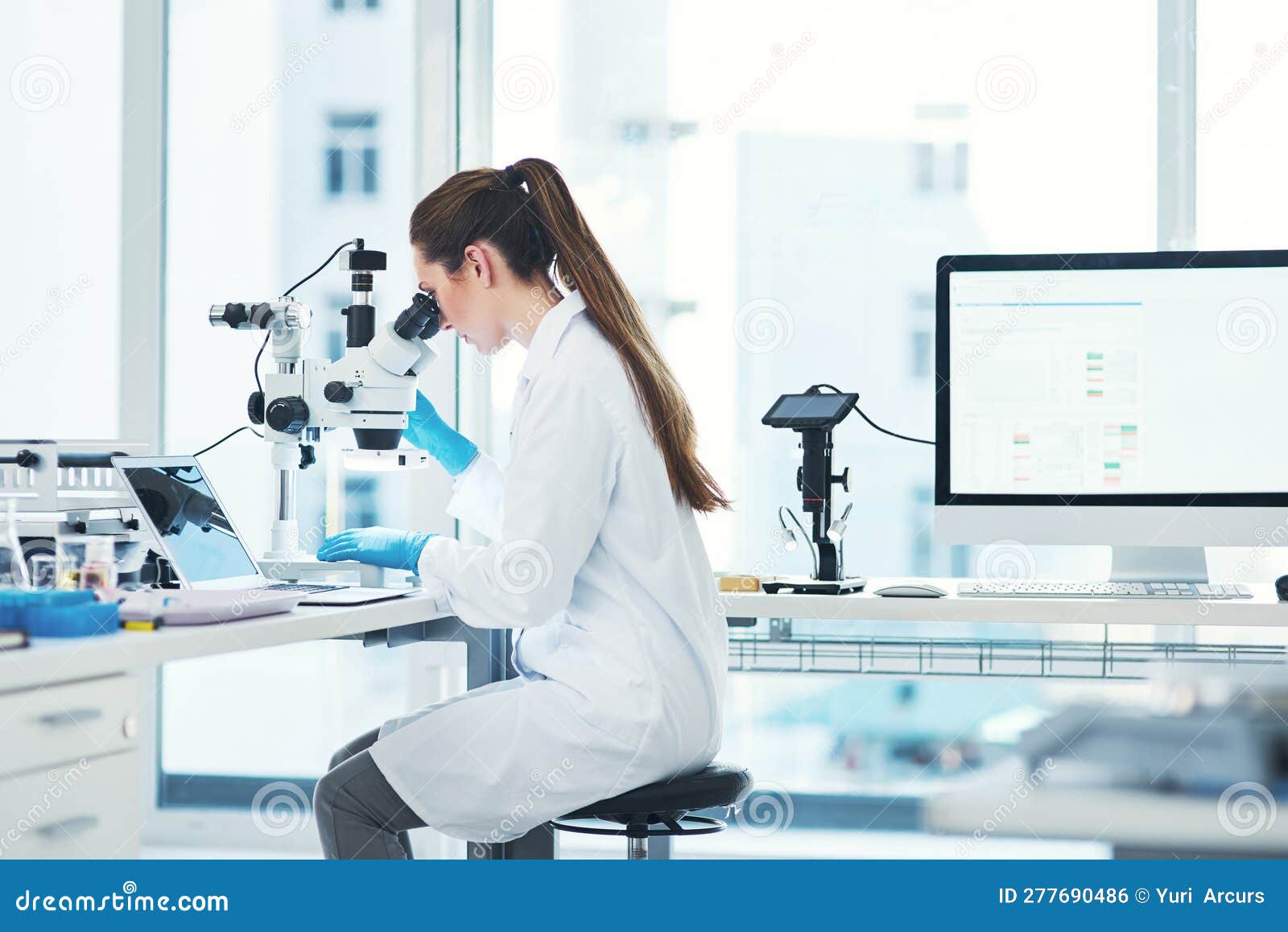 This is a Delicate Process. a Focused Young Female Scientist Looking ...