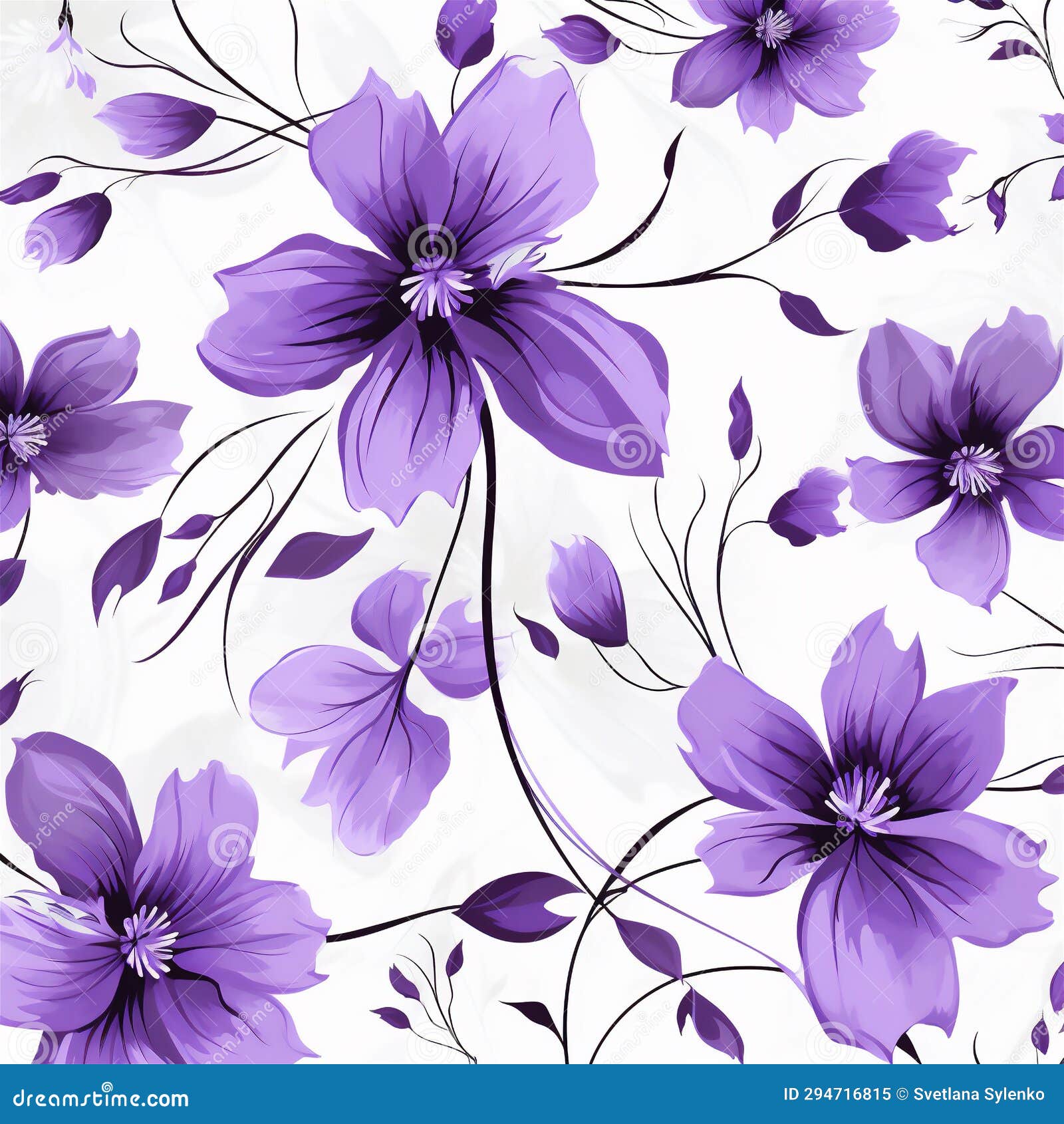 Delicate Purple Flowers on a White Background Stock Image - Image of ...
