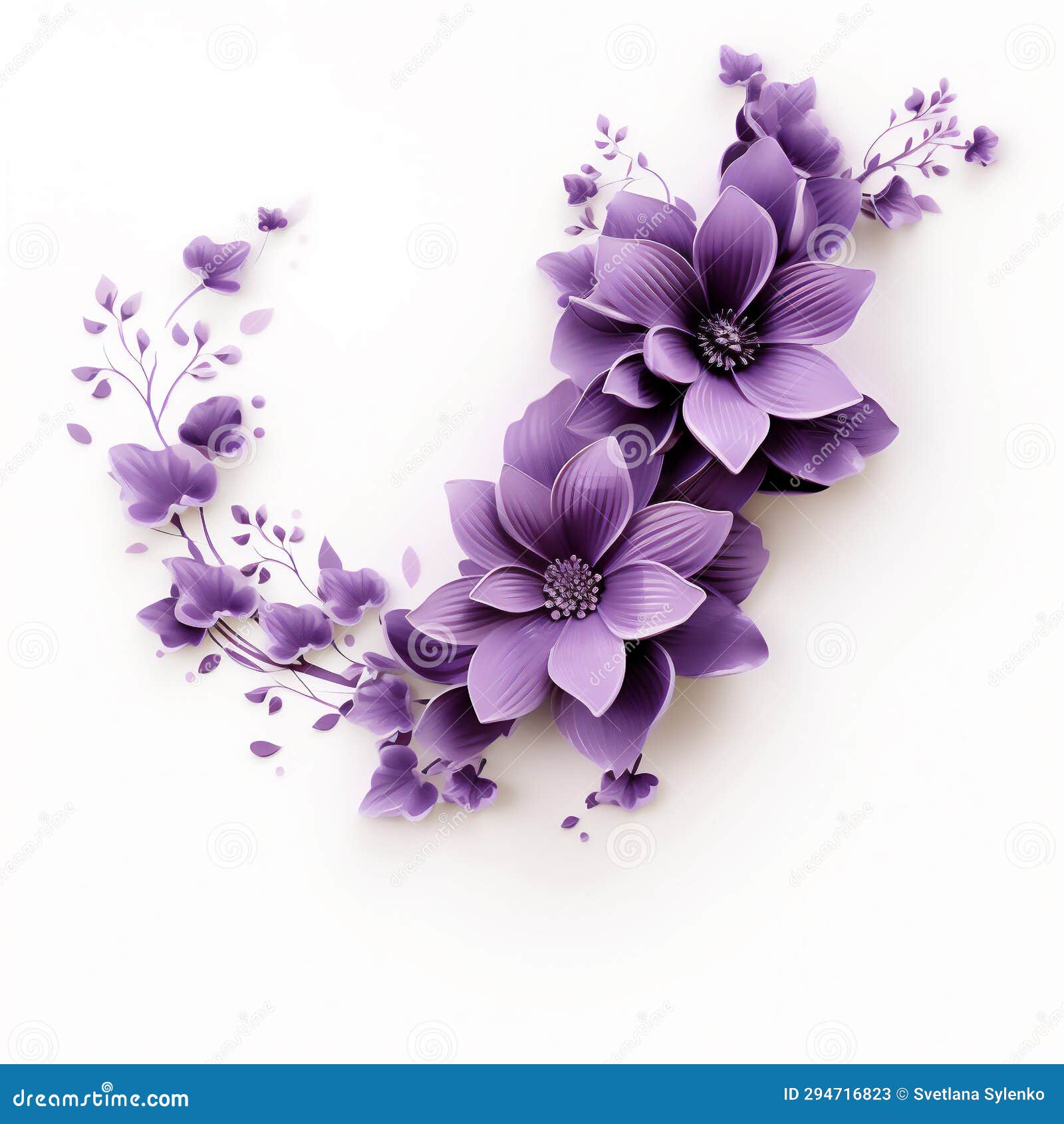 Delicate Purple Flowers on a White Background Stock Image - Image of ...