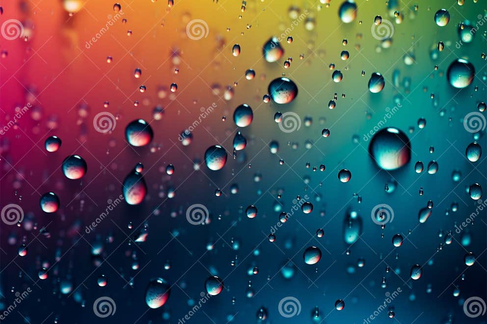 Delicate Raindrops Grace a Gradient Mixed Color Background, Creating ...