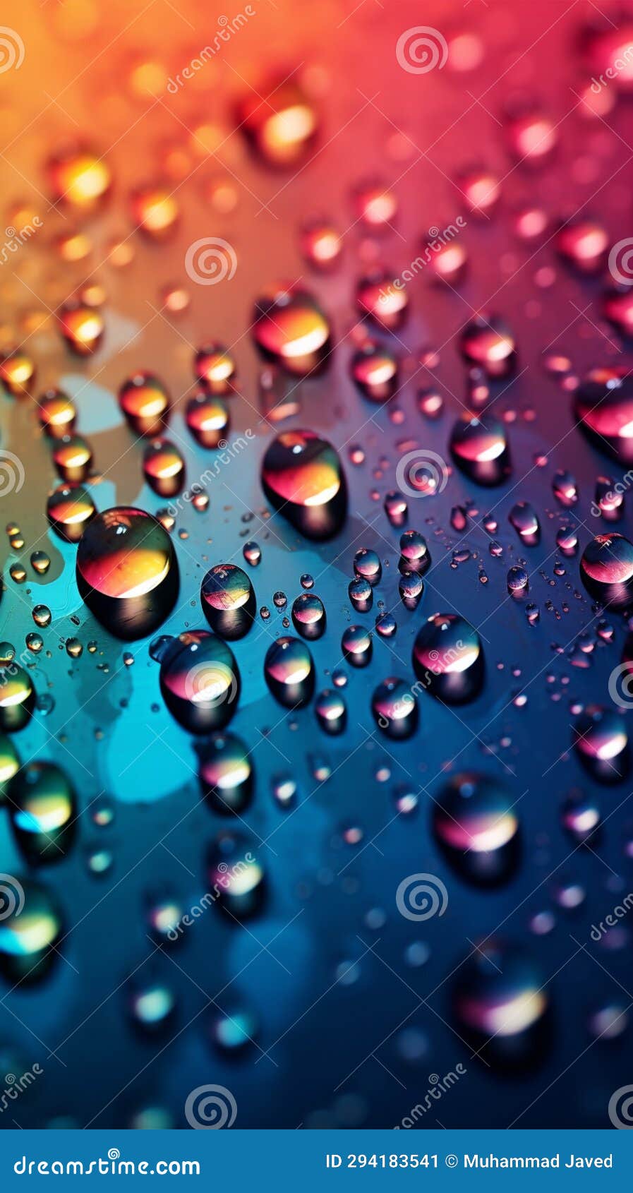 Delicate Raindrops Grace a Gradient Mixed Color Background, Creating ...