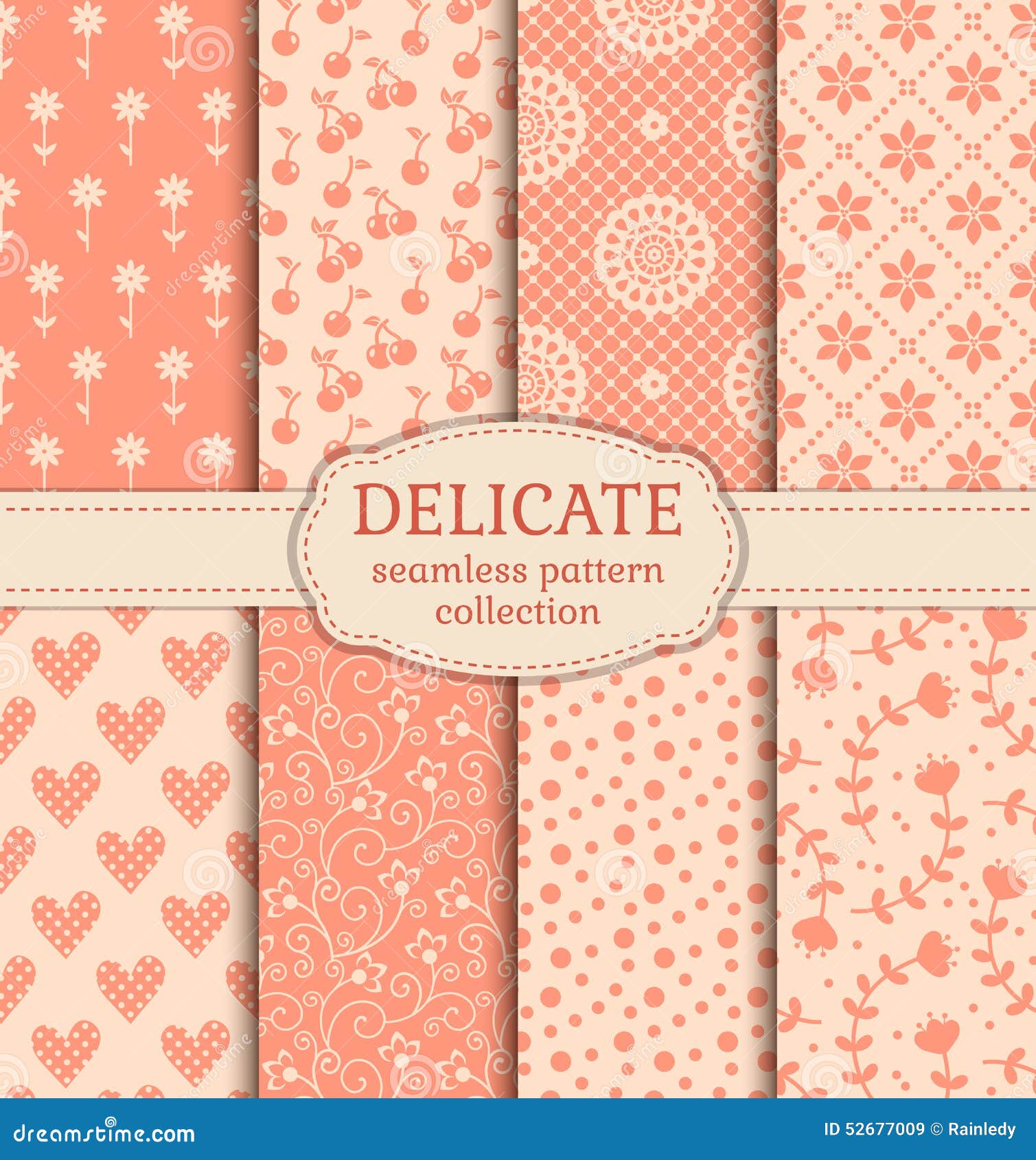 Delicate Seamless Patterns. Vector Set. | CartoonDealer.com #52677009