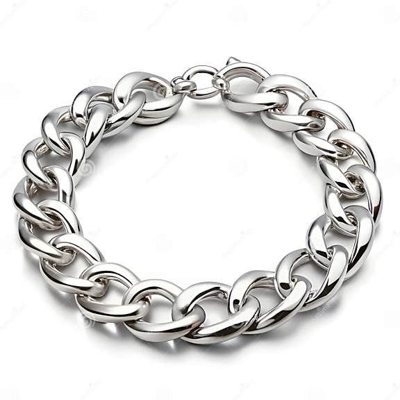 A Delicate Silver Chain Bracelet Featuring Interlinked Designs Stock ...