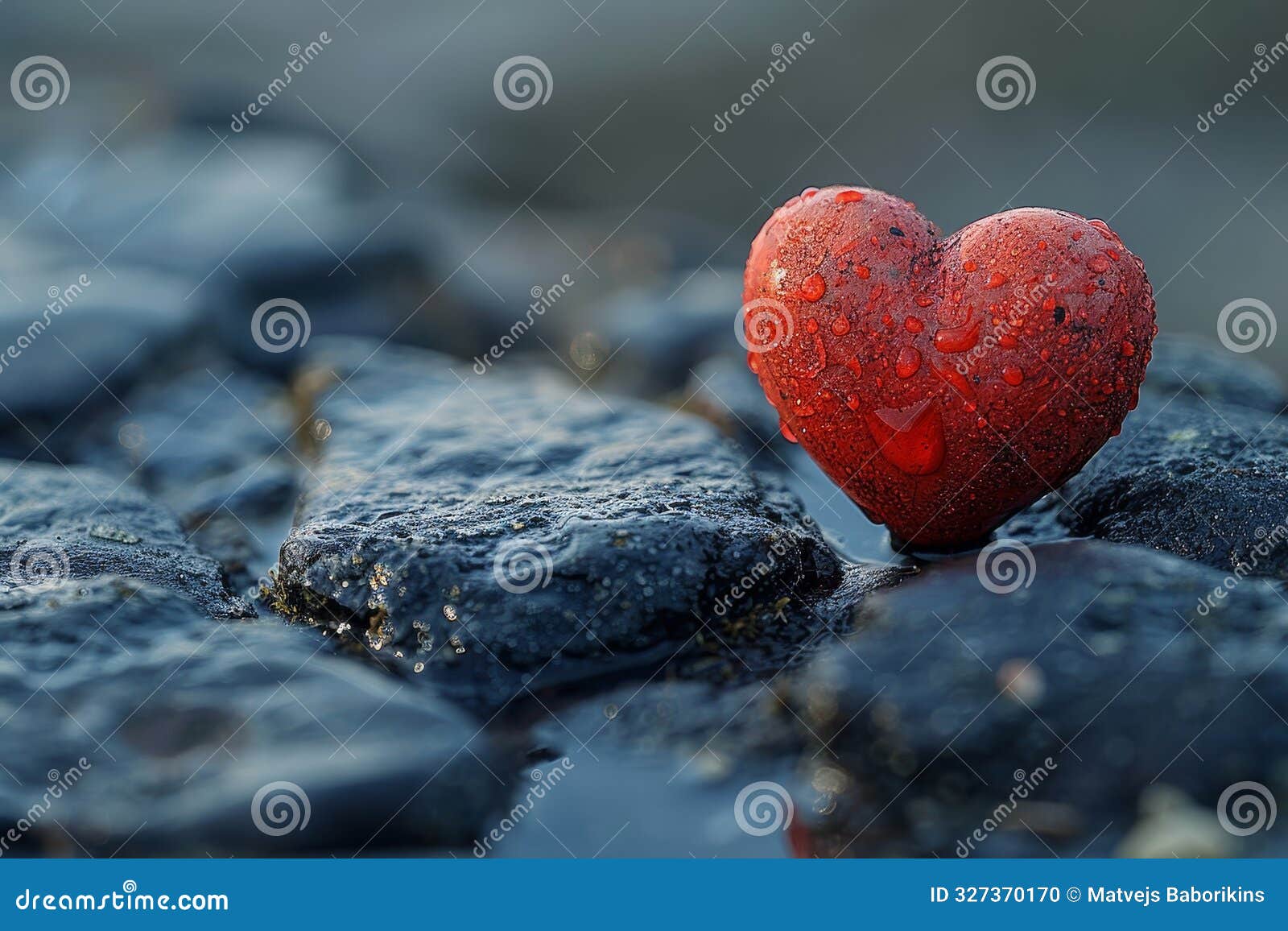 Delicate Small Red Heart Icon on the Right Corner of Abstract Low Key ...