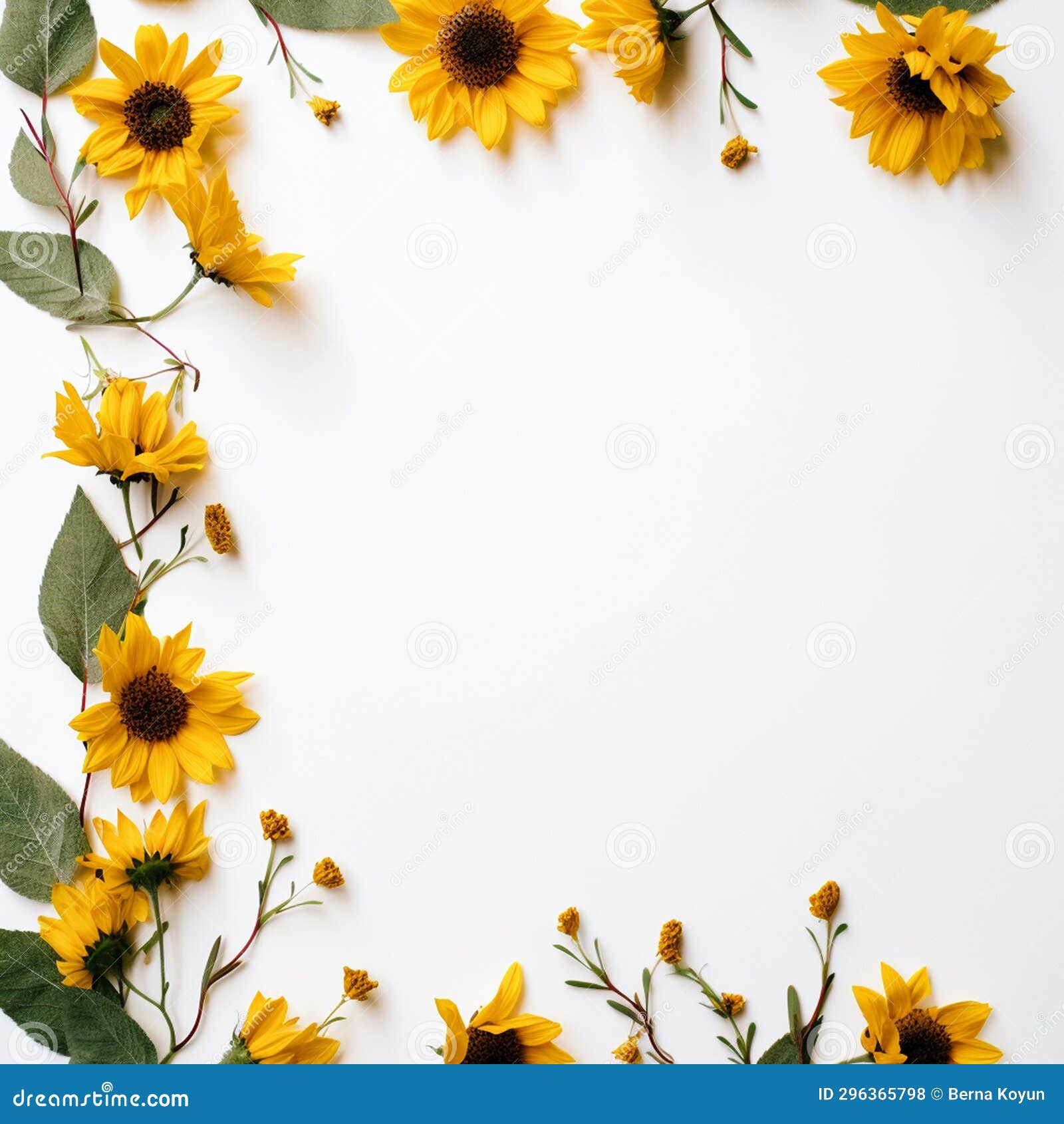 Delicate Sunflower Frame Artistic Flourish Stock Illustration ...