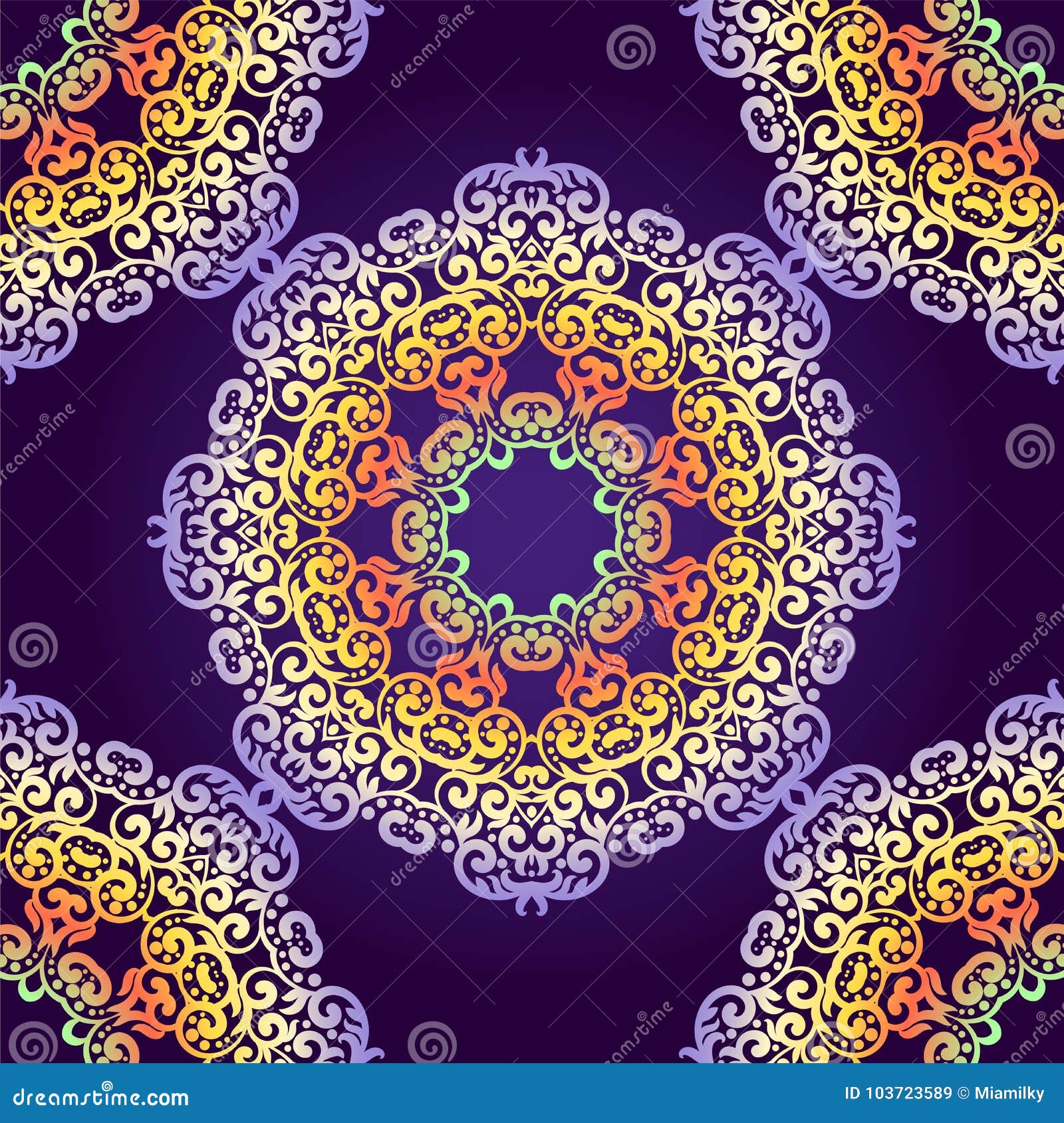 Delicate Swirl Mandala Seamless Pattern . Stock Vector - Illustration ...