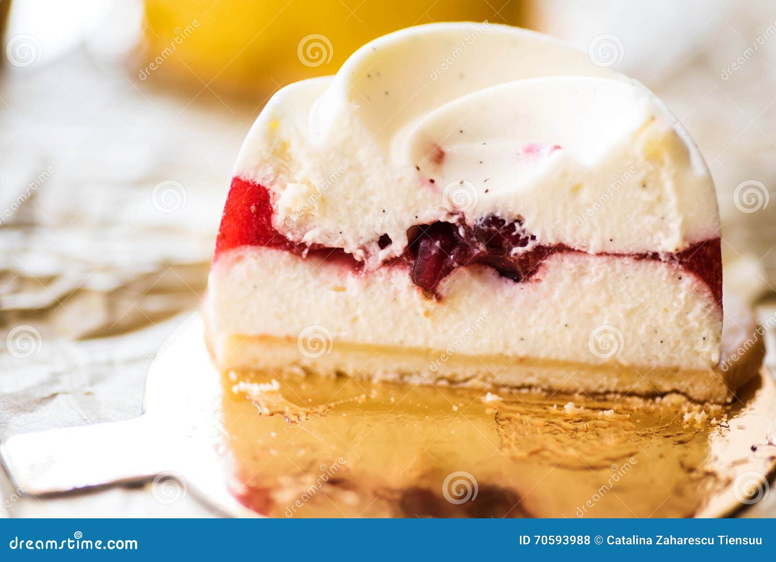Delicate Vanilla and Raspberry Sauce Cake Stock Photo - Image of ...