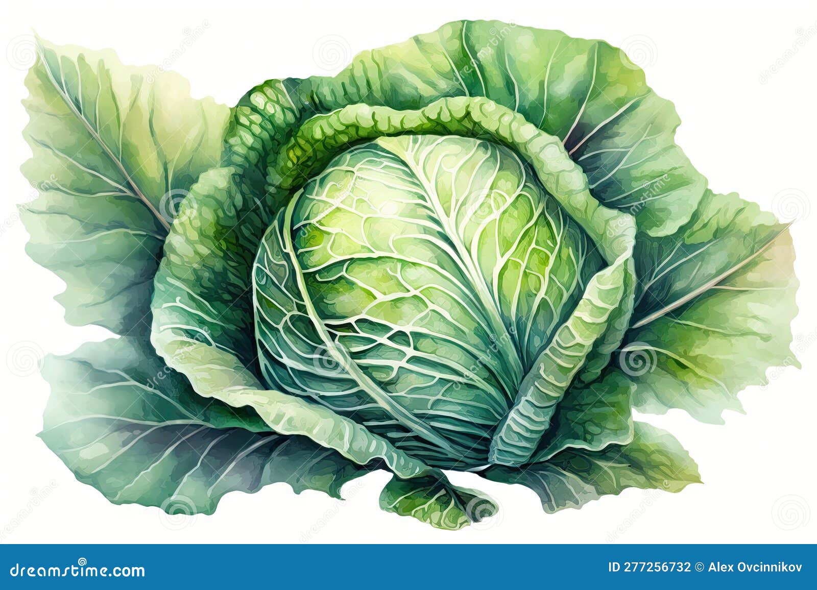 Delicate Watercolor Illustration of Cabbage for Invitations and Posters ...
