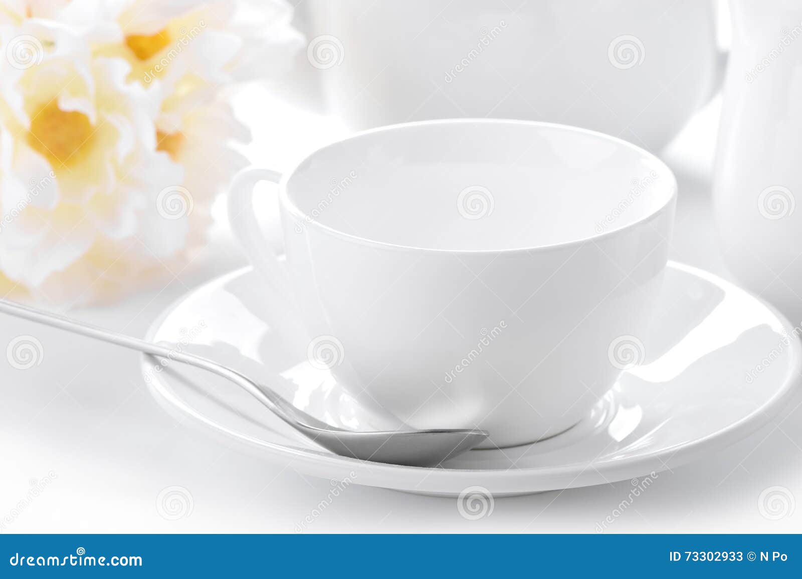 Delicate White Tea Cup and Saucer Close-up Stock Image - Image of ...