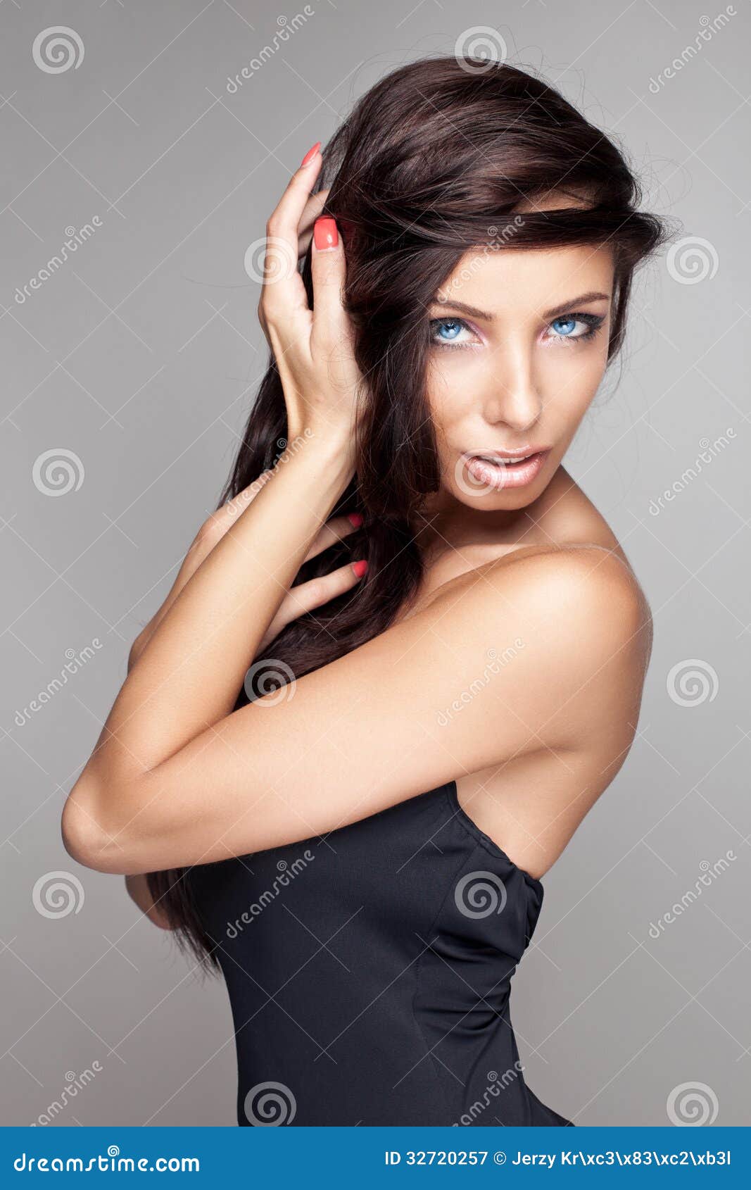 Delicate woman stock image. Image of face, blue, fresh - 32720257