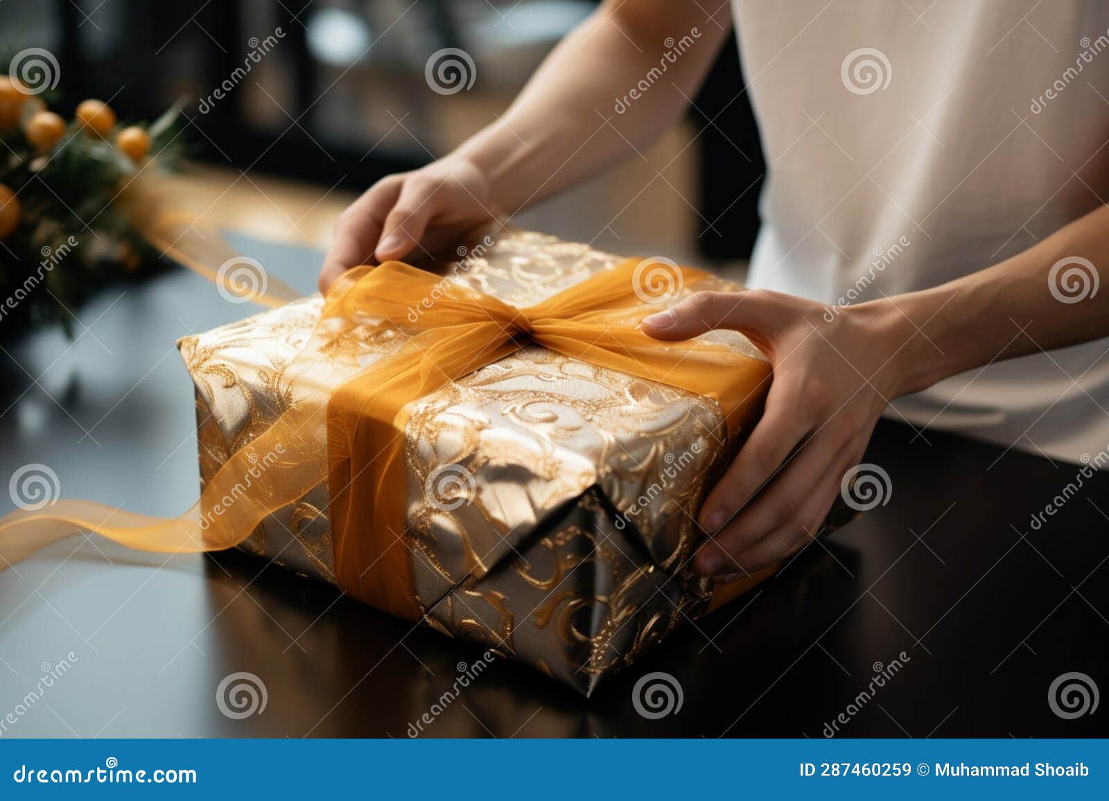 Delicate Wrapping: Up-close Hands Adeptly Prepare and Enclose the Item ...