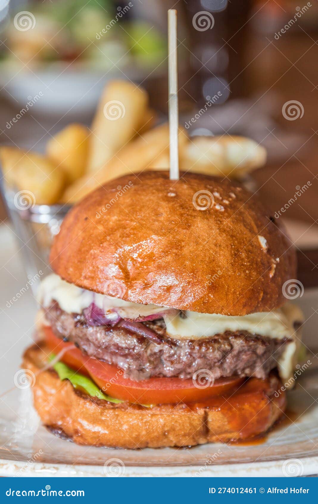 Delicious Hamburger on the Table Stock Image - Image of food, table ...