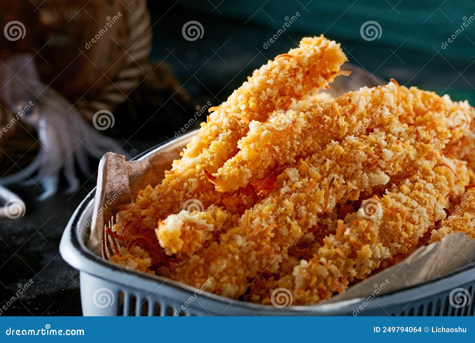 Deliciosa Comida Frita Frita Whiskys De Calamar. Foto de archivo ...