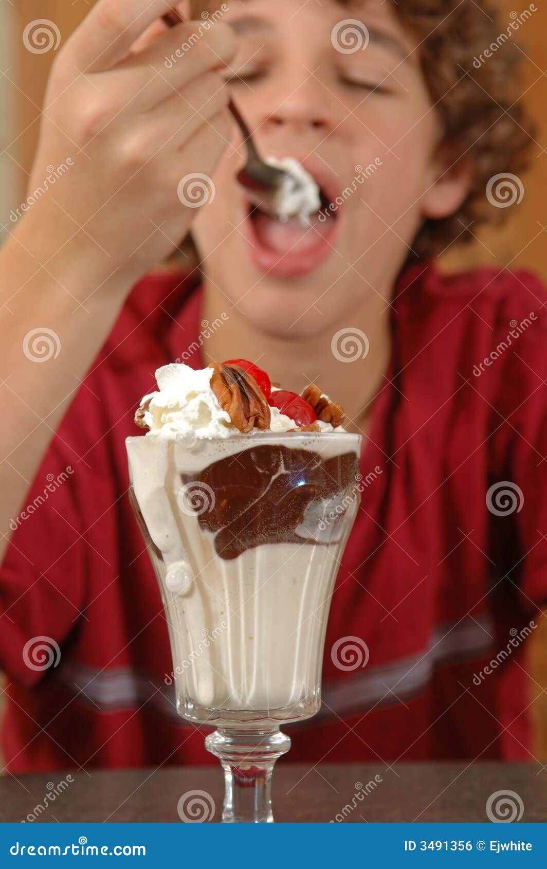 Delicious! stock photo. Image of cherries, dessert, smiling - 3491356