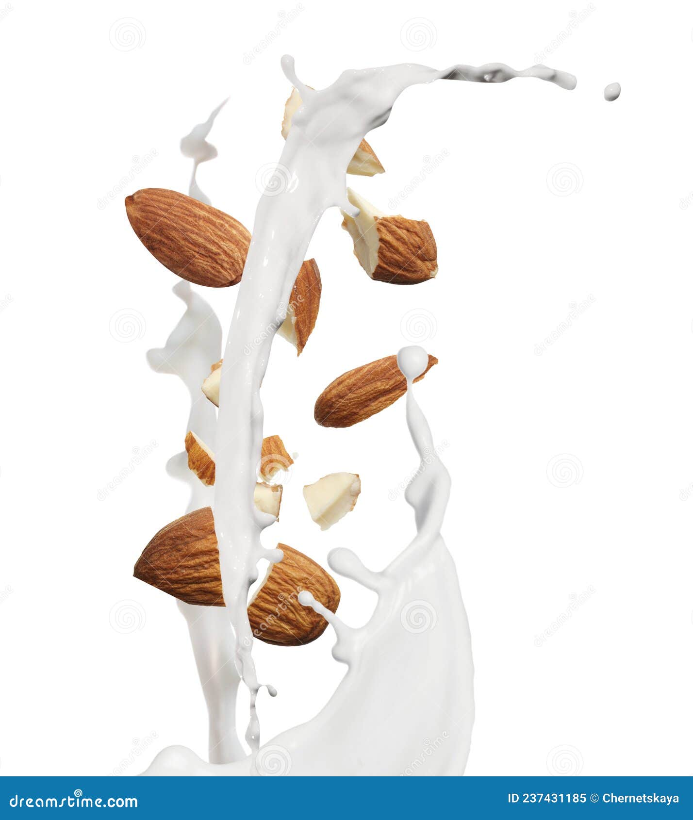 Delicious Almond Milk and Nuts on White Background Stock Image - Image ...